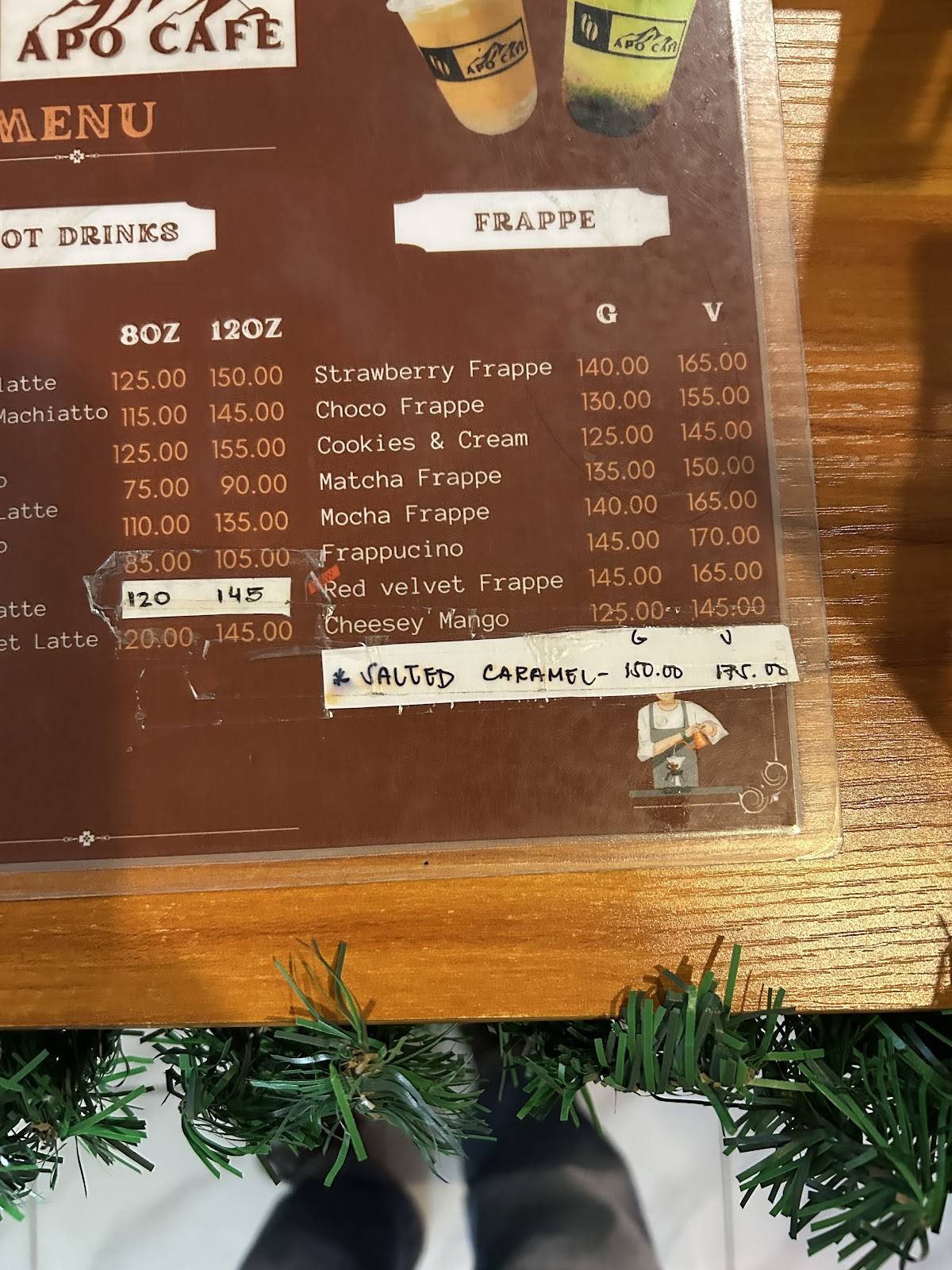 Menu at Apo Cafe, Davao City