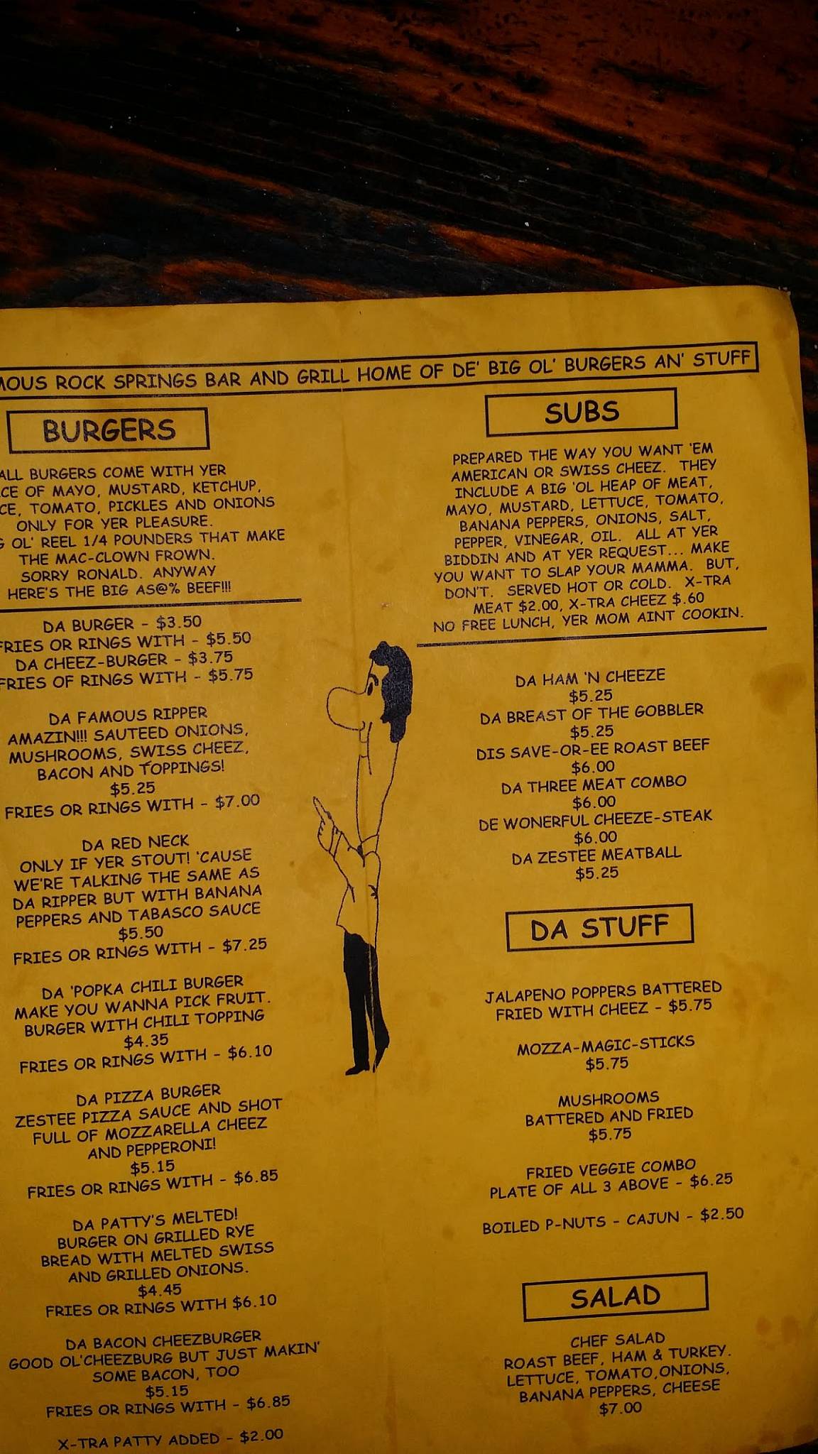 Menu at Rock Springs Bar & Grill, Apopka