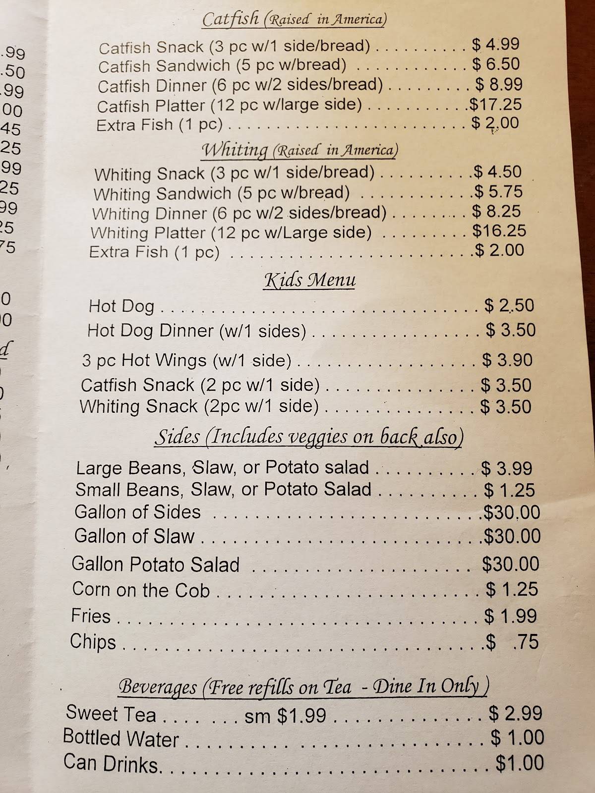 Menu at Archibald's BBQ, Northport, Martin Luther King Jr Blvd