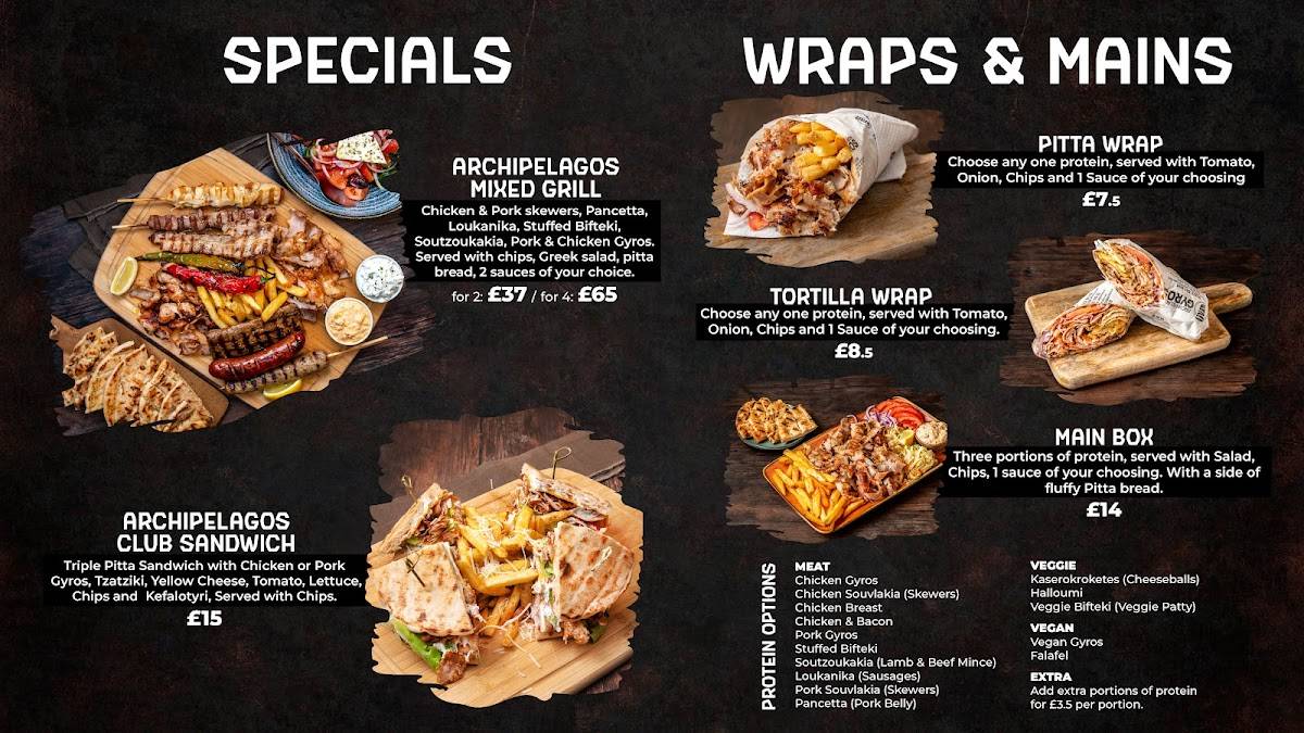 Menu at Archipelagos Gyros restaurant, Brighton, 75 Lewes Rd