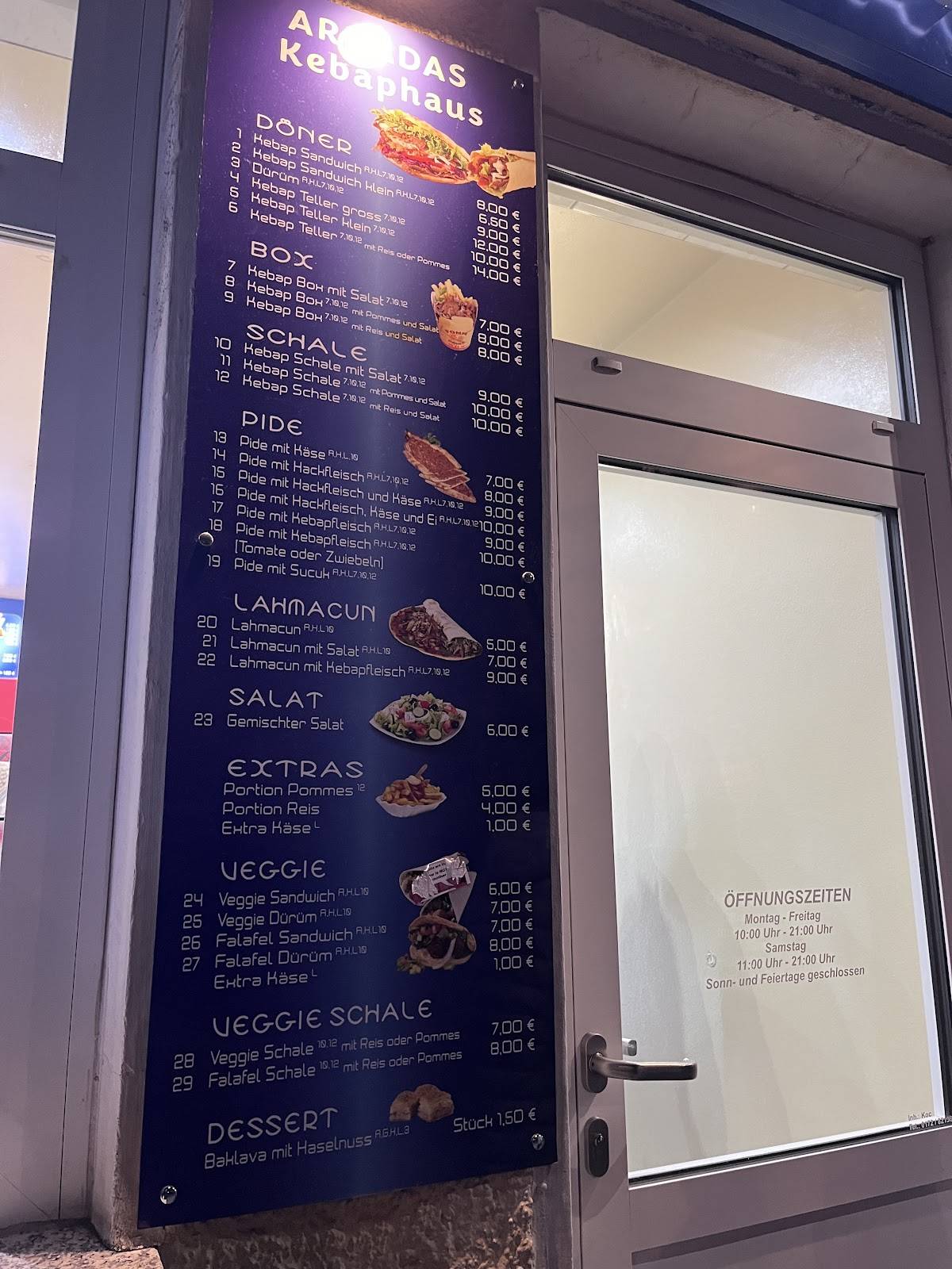 Speisekarte von Arkadas Kebap restaurant, München
