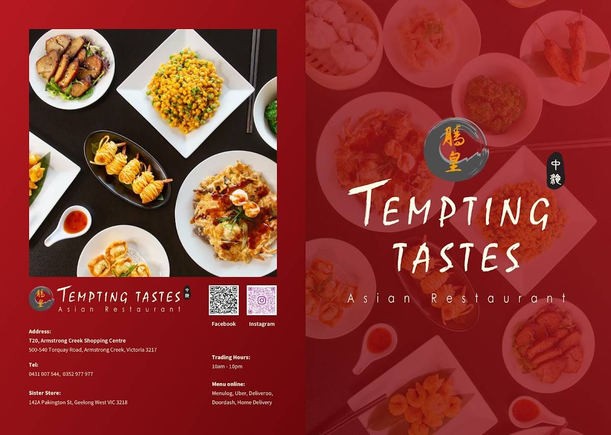Menu at TEMPTING TASTES ARMSTRONG restaurant, Armstrong Creek