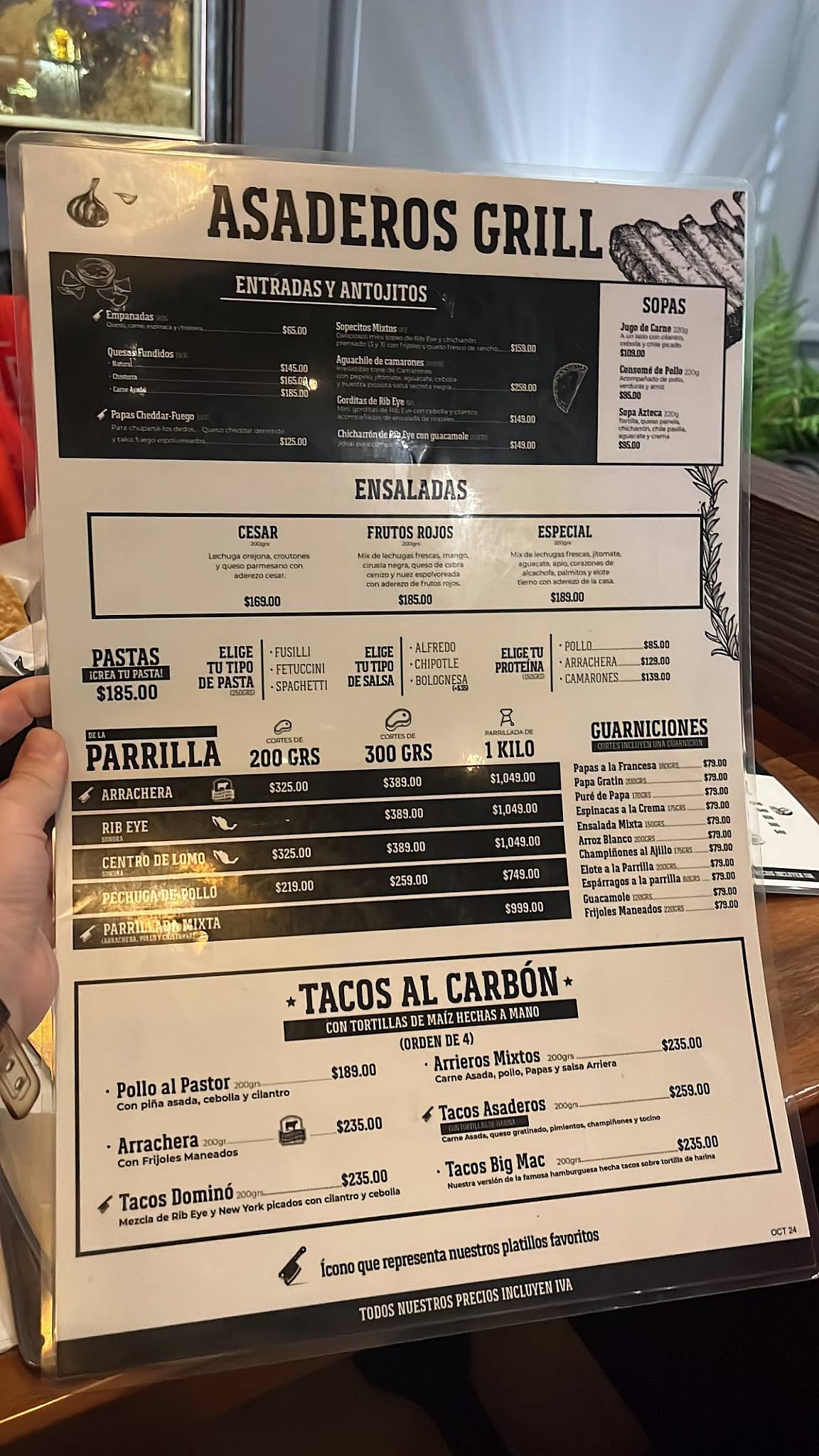 Carta del restaurante Asaderos Grill Plaza Universidad, Ciudad del México