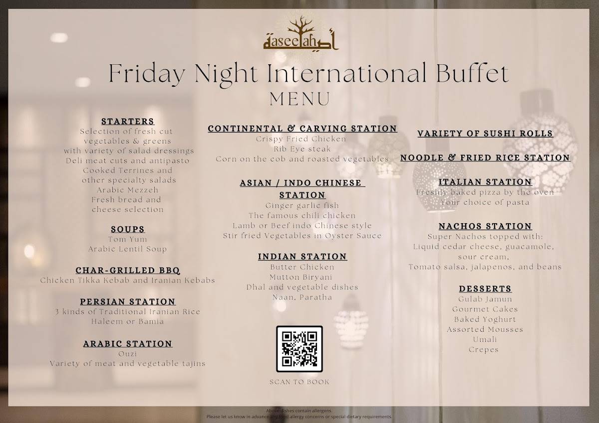 Menu at Aseelah Middle Eastern & Emirati Restaurant, Dubai