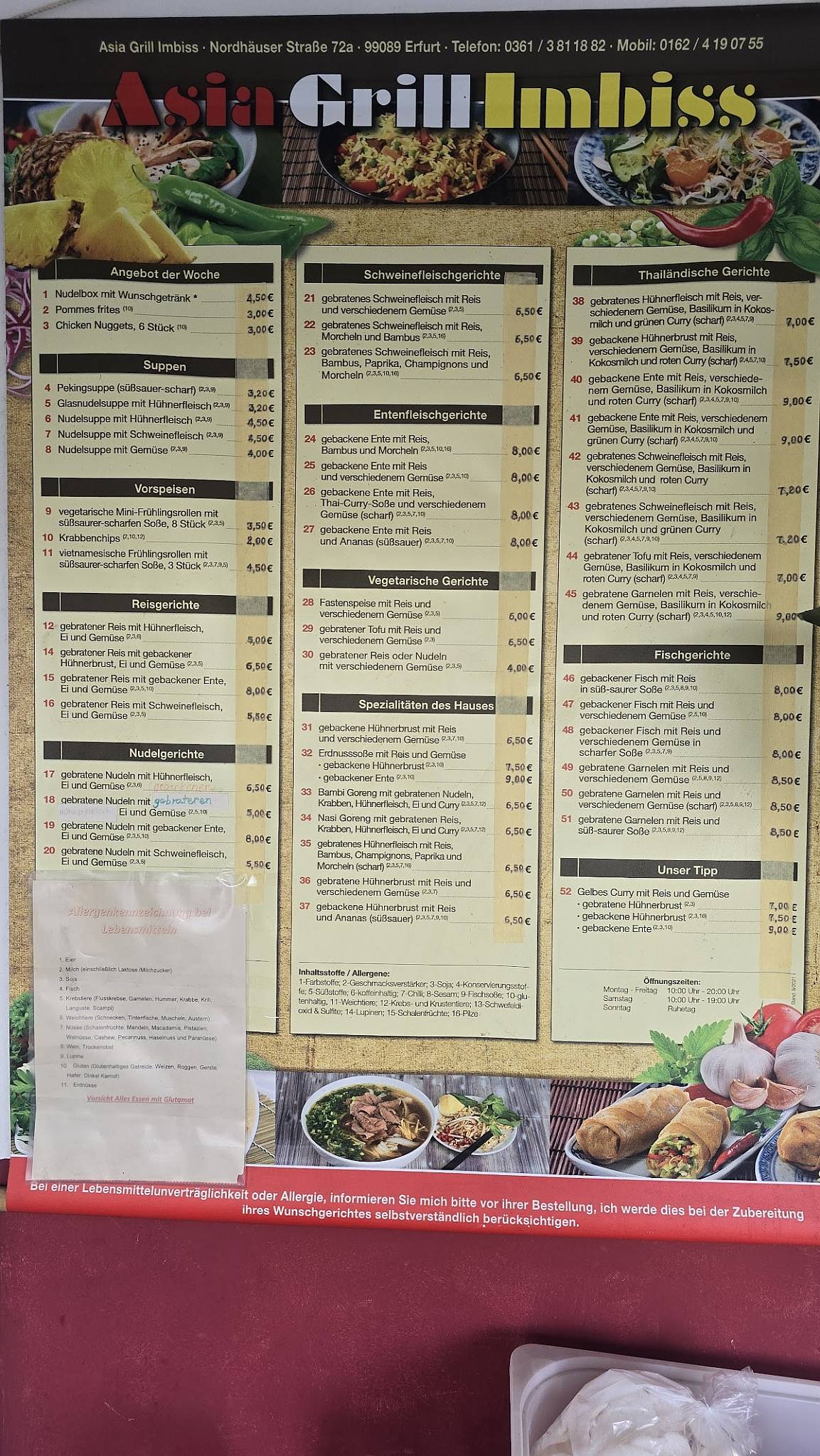Speisekarte von Asia Grill Imbiss pub & Bar, Erfurt