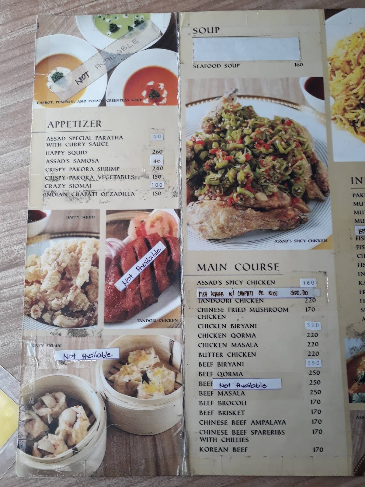 Menu at Assad Cafe Restaurant and Mini Mart, Manila