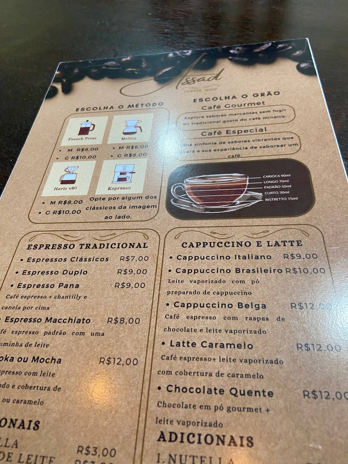 Menu em Assad Café, Uberaba