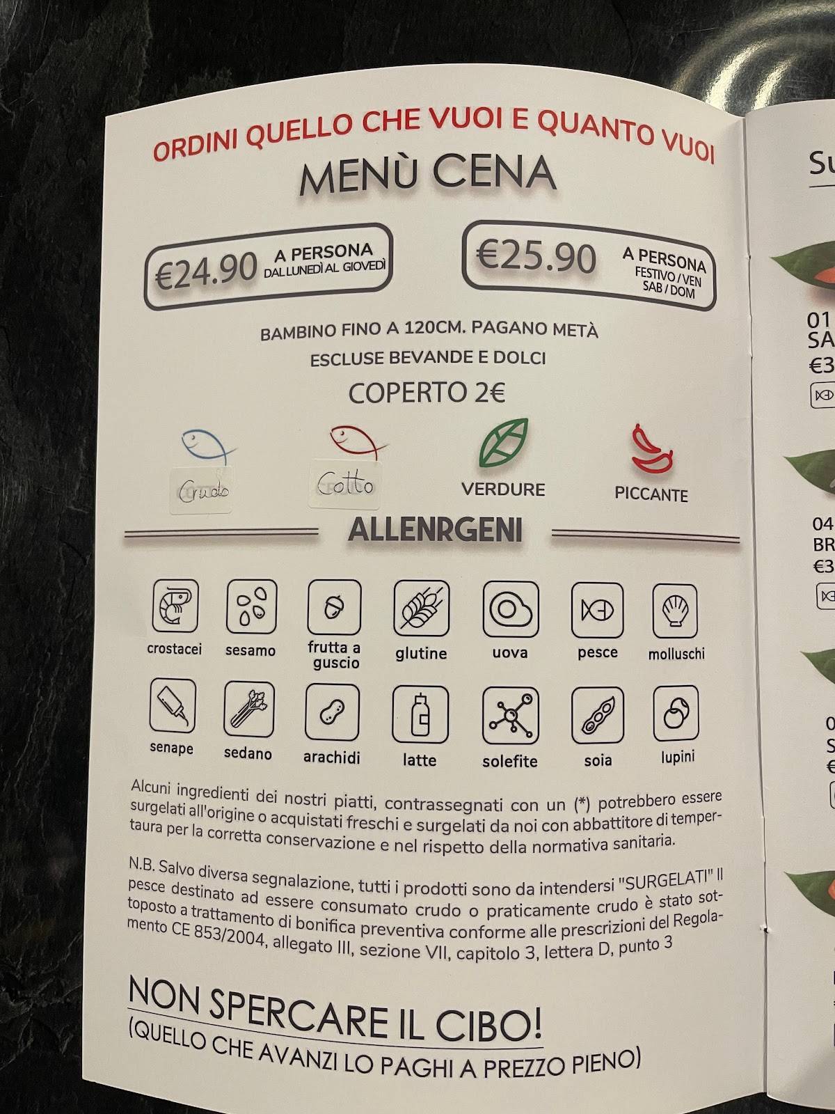 Menu da Asuka Ristorante Giapponese, Costabissara