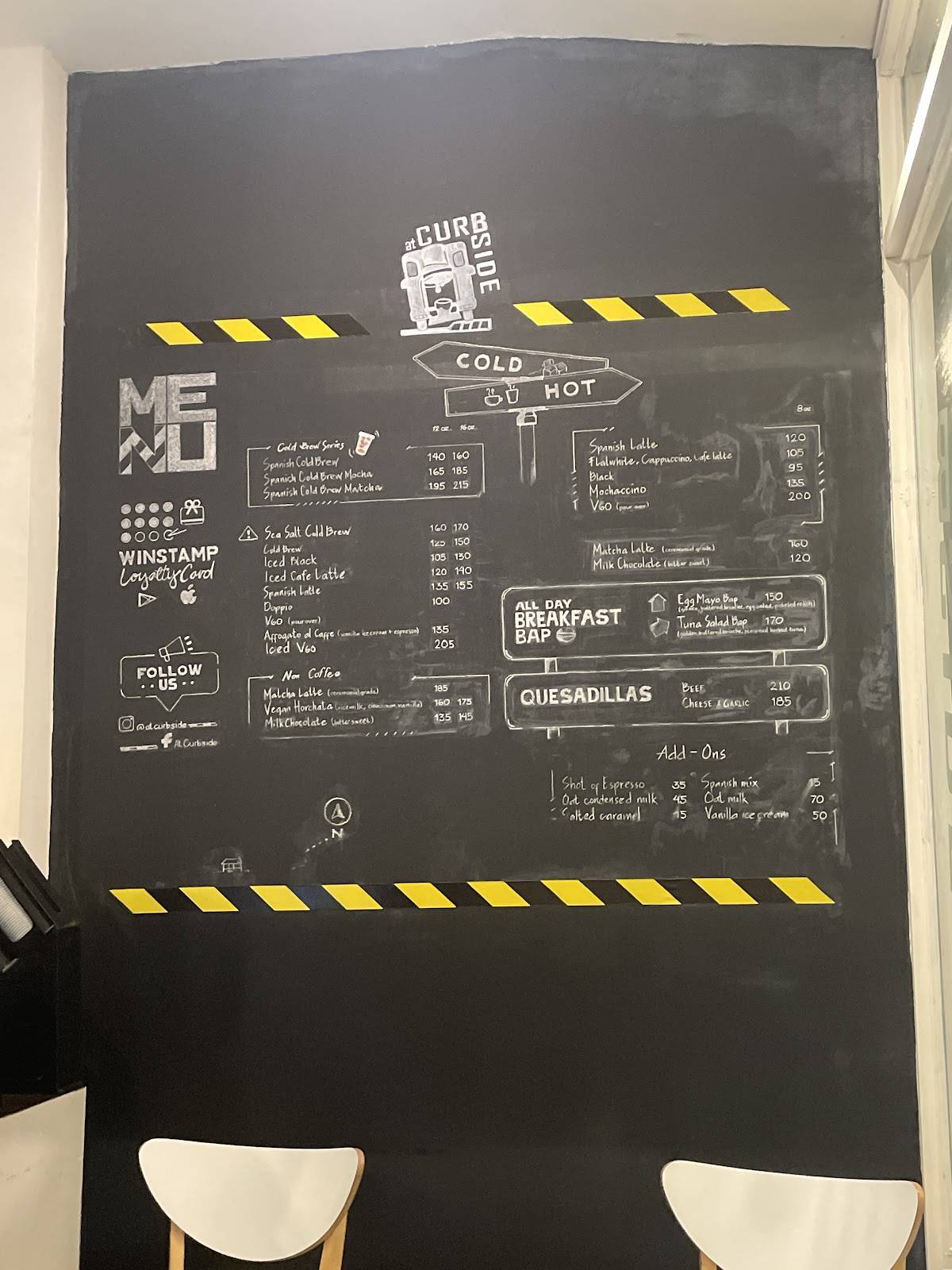 Menu at AtCurbside cafe, Davao City