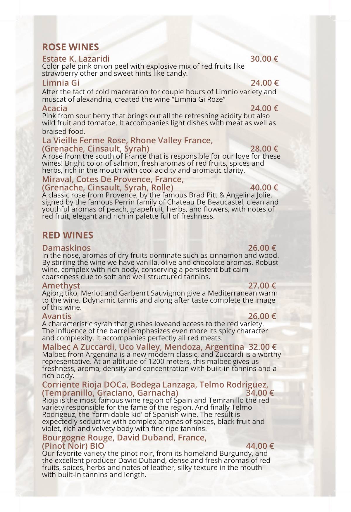 Menu at MIRONI Greek Restaurant, Athens