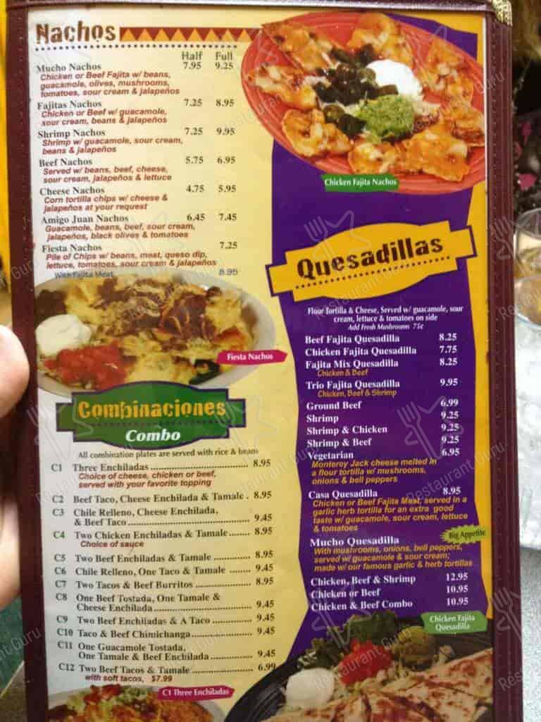 Menu at Amigo Juan restaurant, Atlanta, 601 US-59