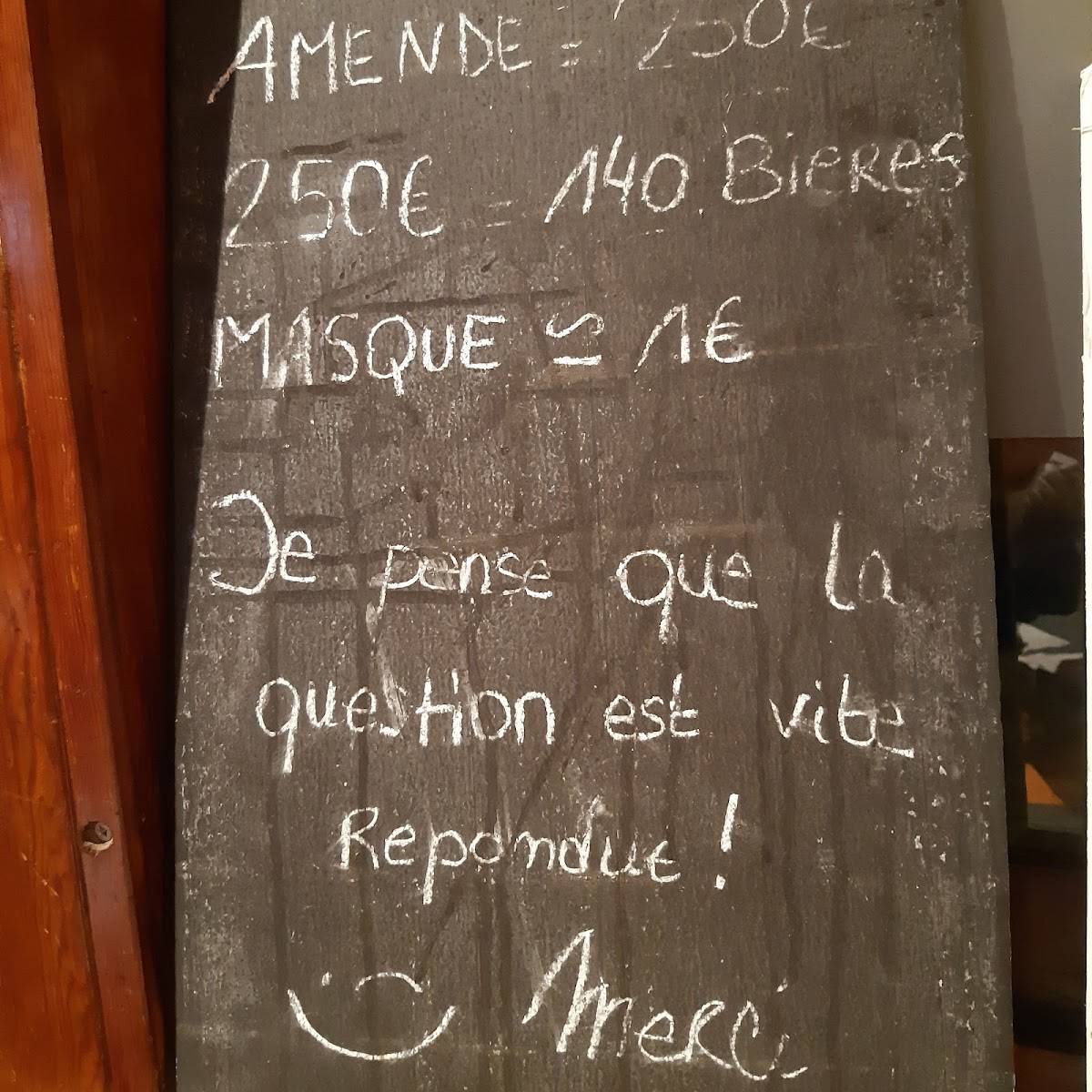 Menu au Au relais de Bury restaurant, Peruwelz