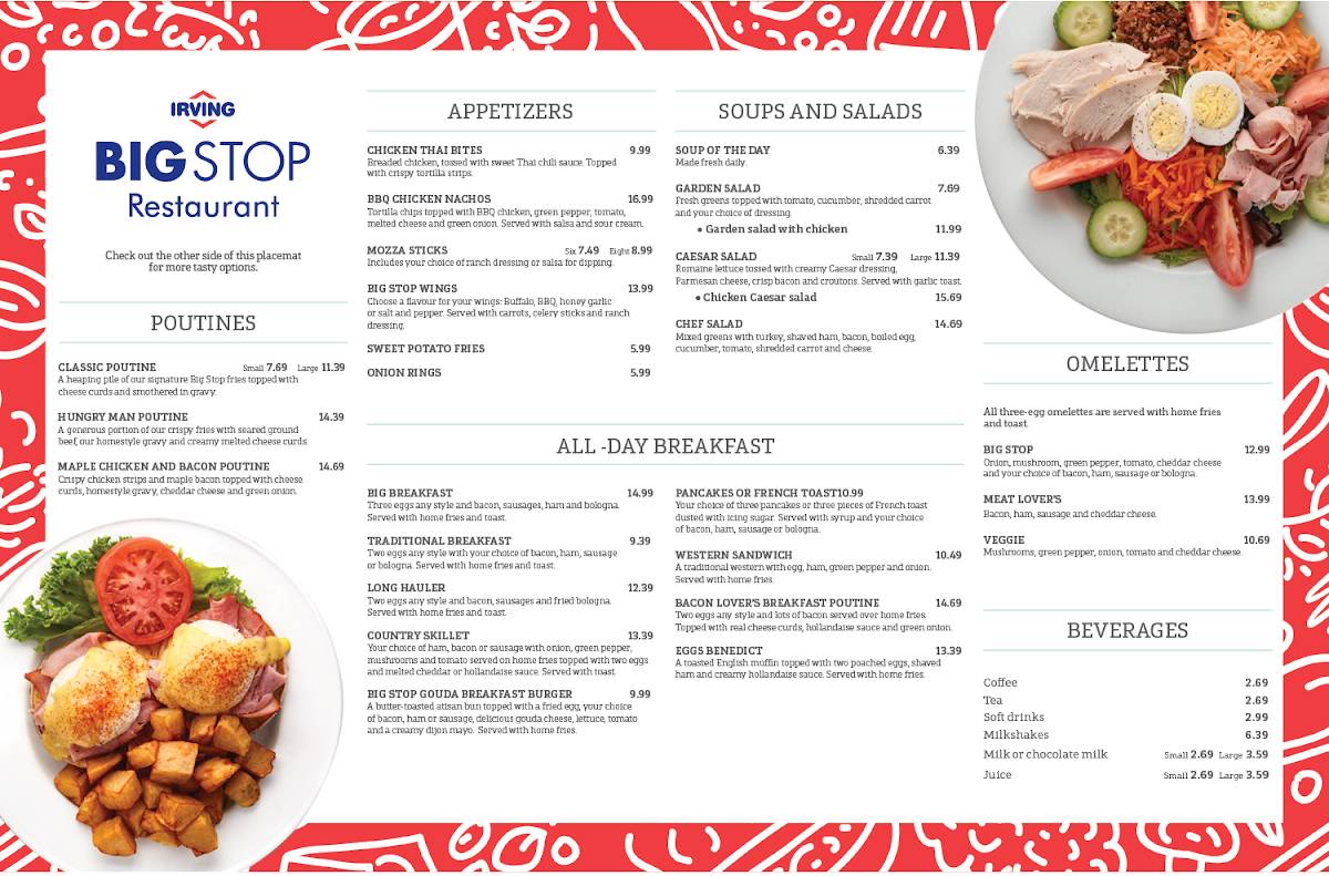 Menu at Aulac Big Stop Restaurant, Aulac, 170 Aulac Rd
