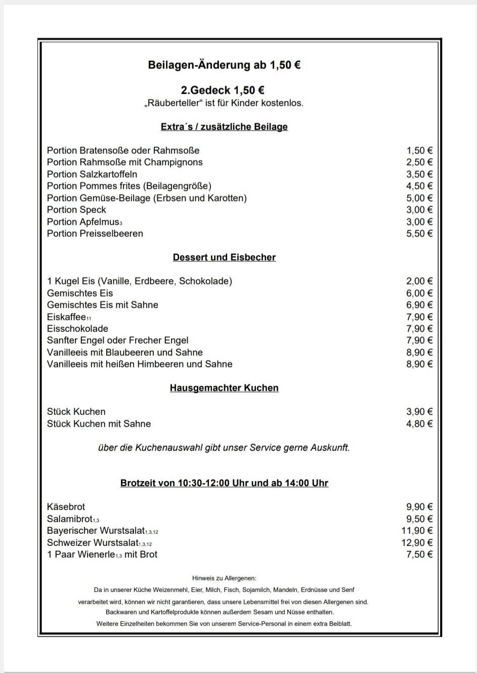Speisekarte von Aule Alm restaurant, Garmisch-Partenkirchen