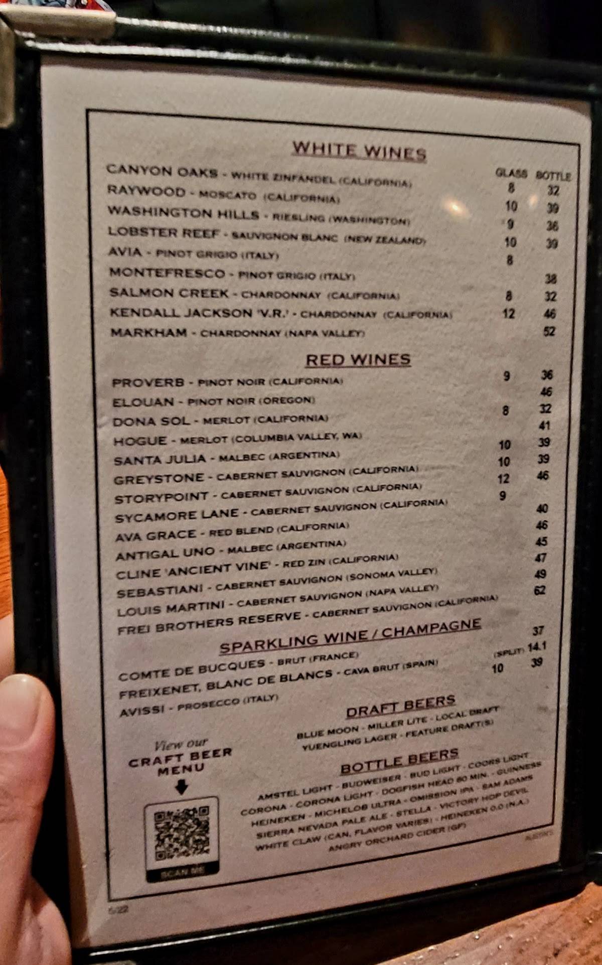 Menu at Austin's Restaurant & Bar, West Lawn