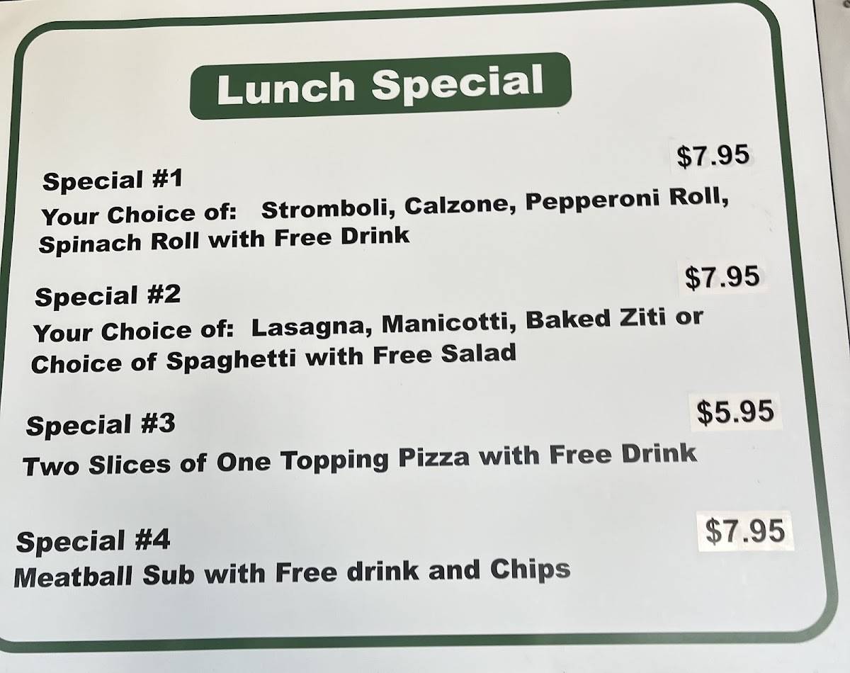 Menu at Aviano's Pizza Pasta Subs restaurant, Fort Worth