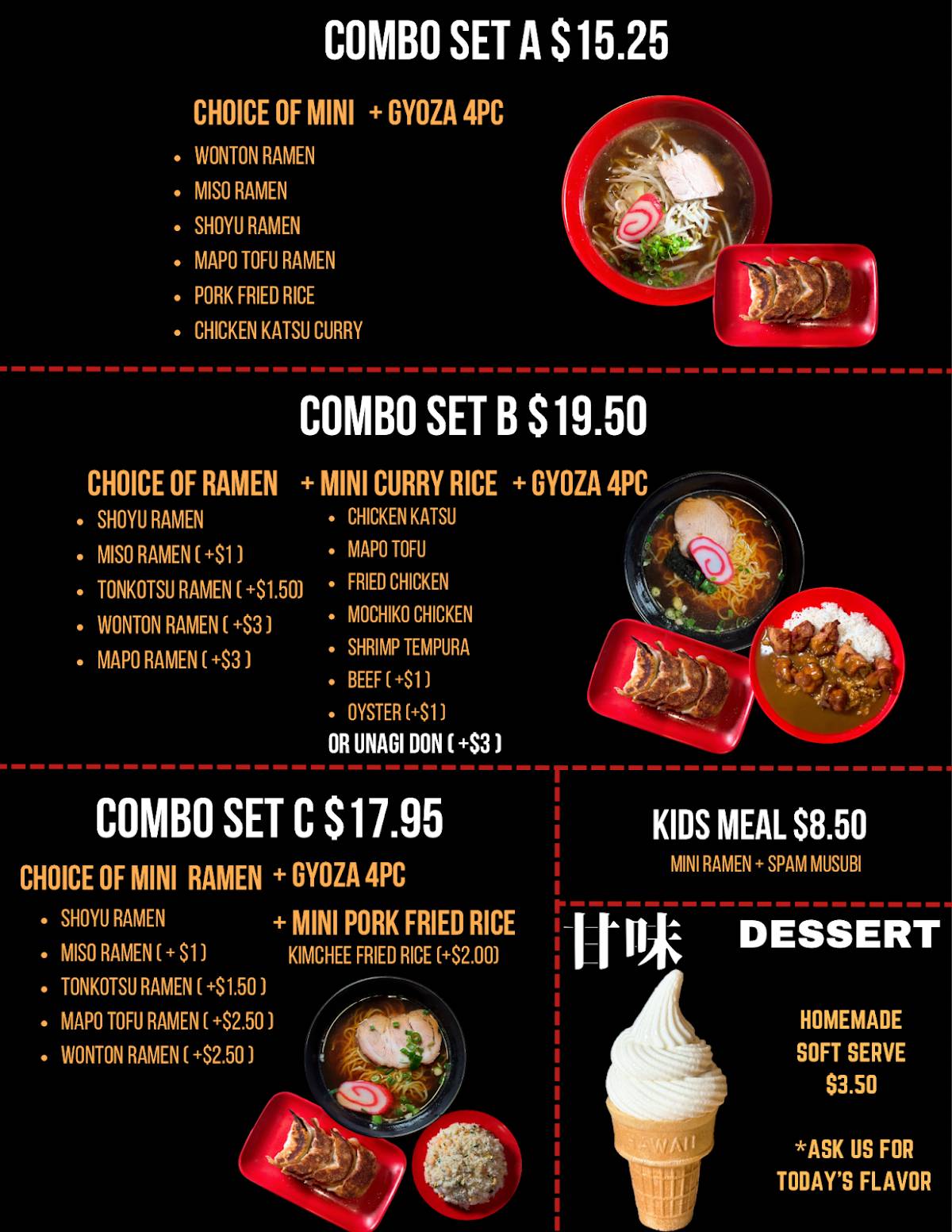 Menu at Ayame Curry Ramen House restaurant, Kaneohe