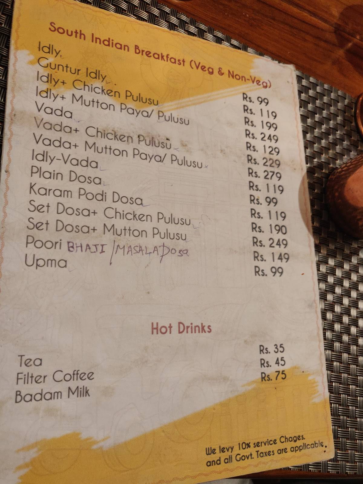 Menu at BAGUNDI Andhra Kitchen, New Delhi, M14