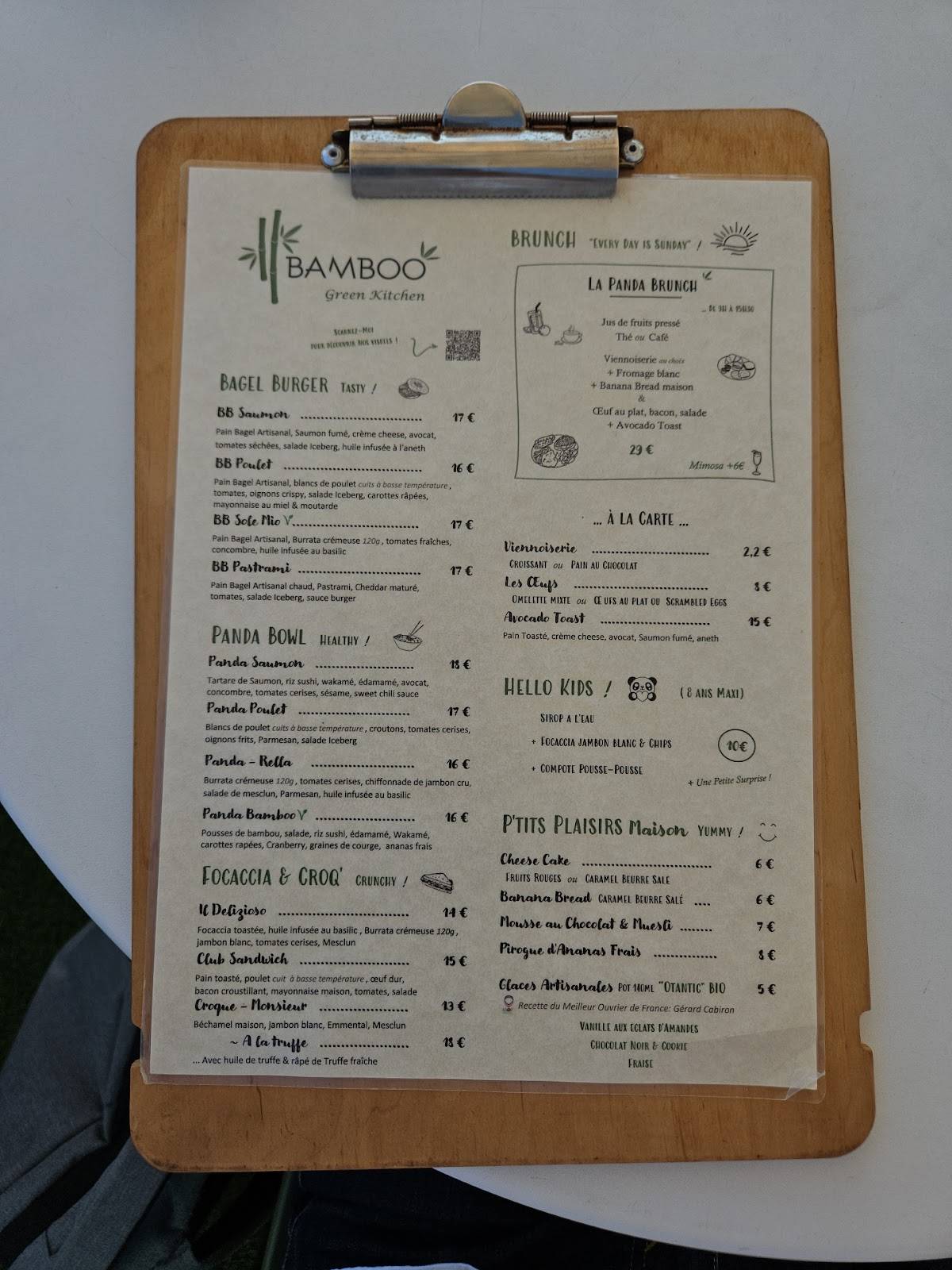Menu au BAMBOO Green Kitchen restaurant, Roquebrune-Cap-Martin