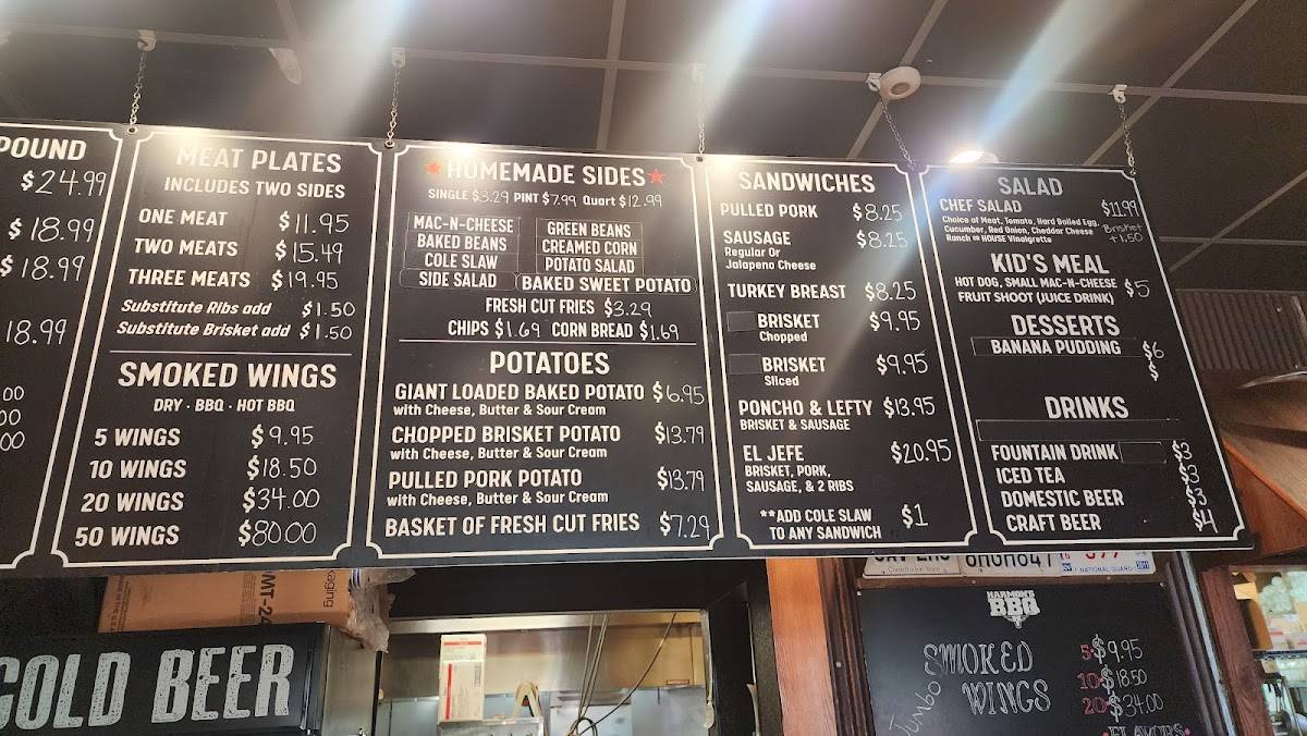 Menu at Harmon’s Barbecue, Fort Wright