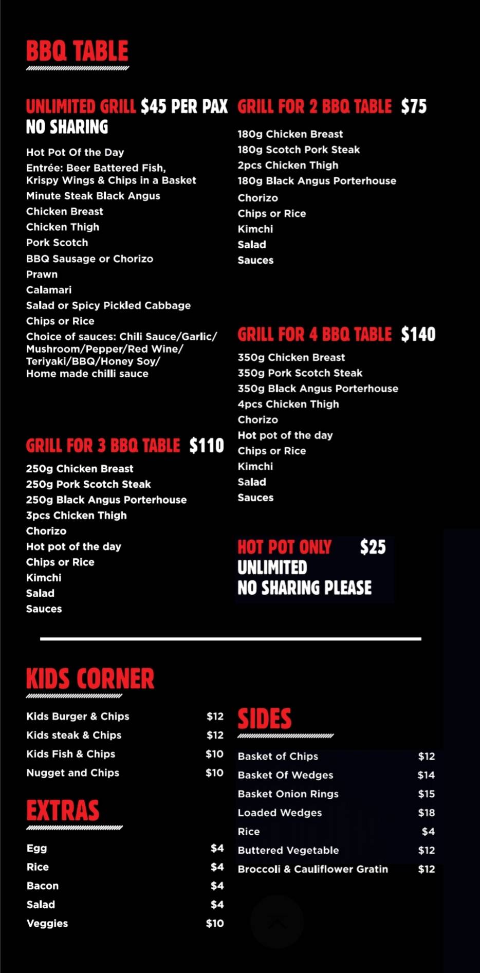 Menu at BBQ Heaven, Mandurah