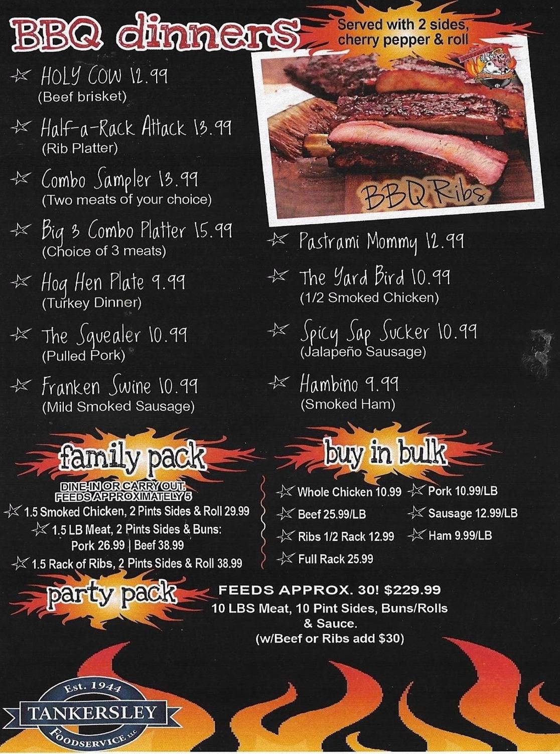 Menu at Holy Smokes BBQ, Mountain Home, 400 AR-201