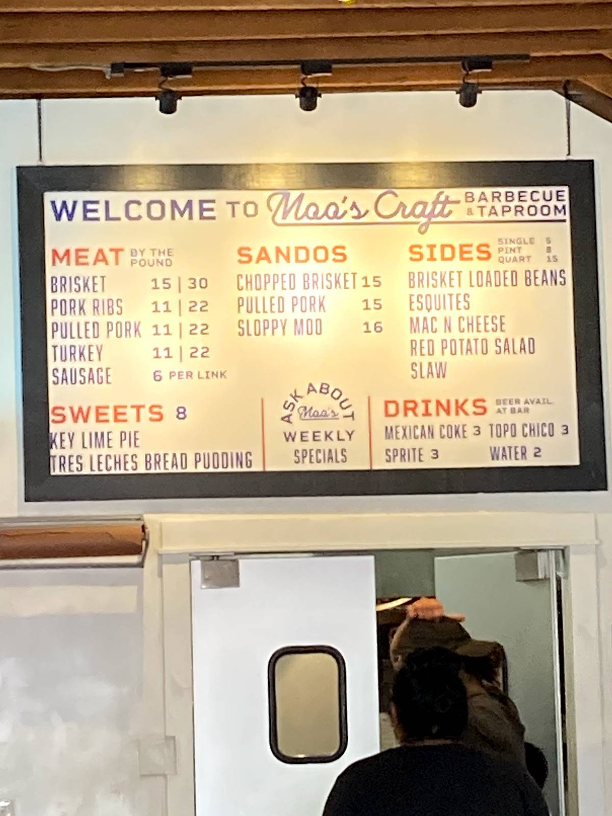 Menu at Moo's Craft Barbecue, Los Angeles, N Broadway
