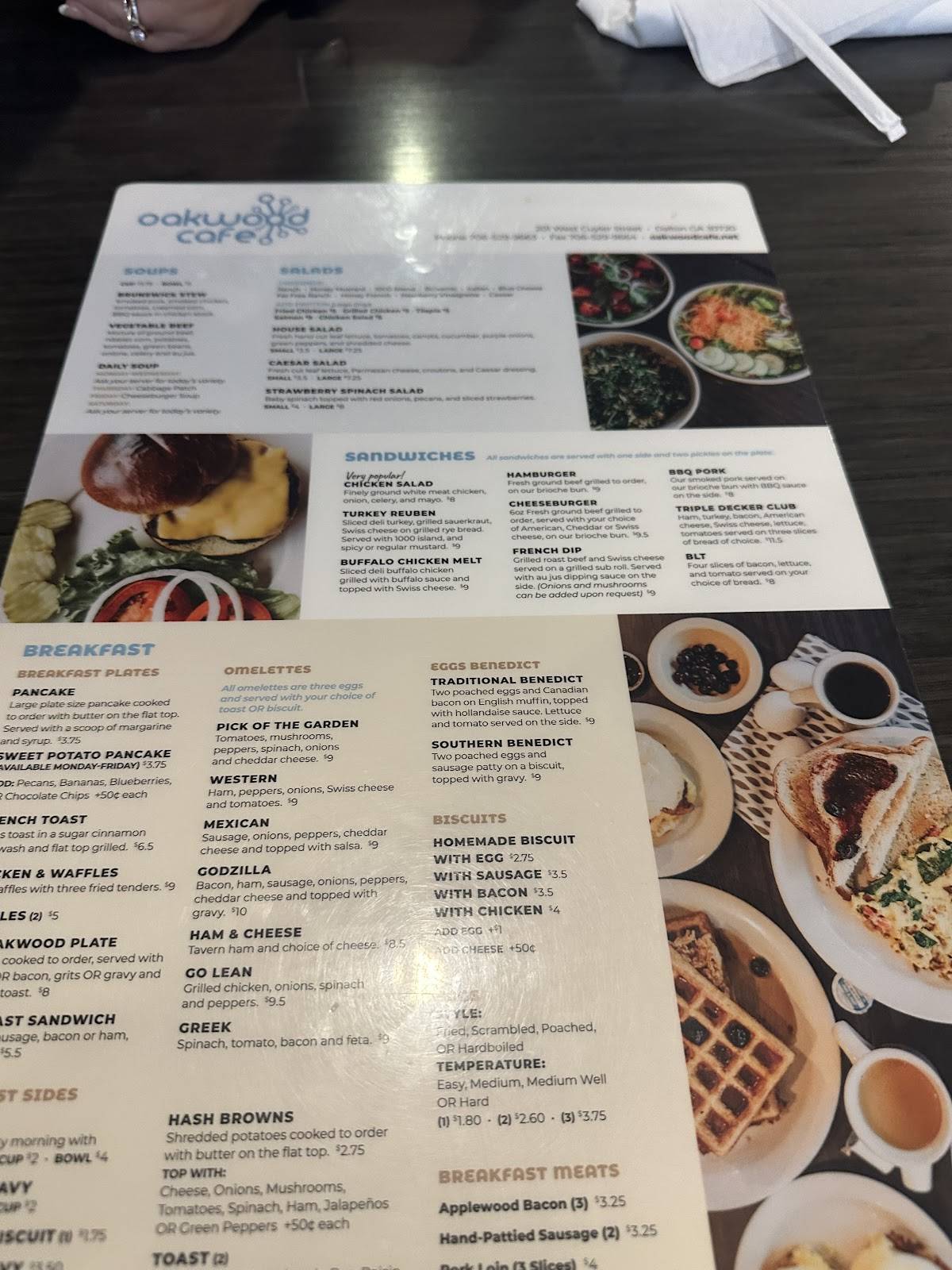 Menu at Oakwood Cafe, Dalton