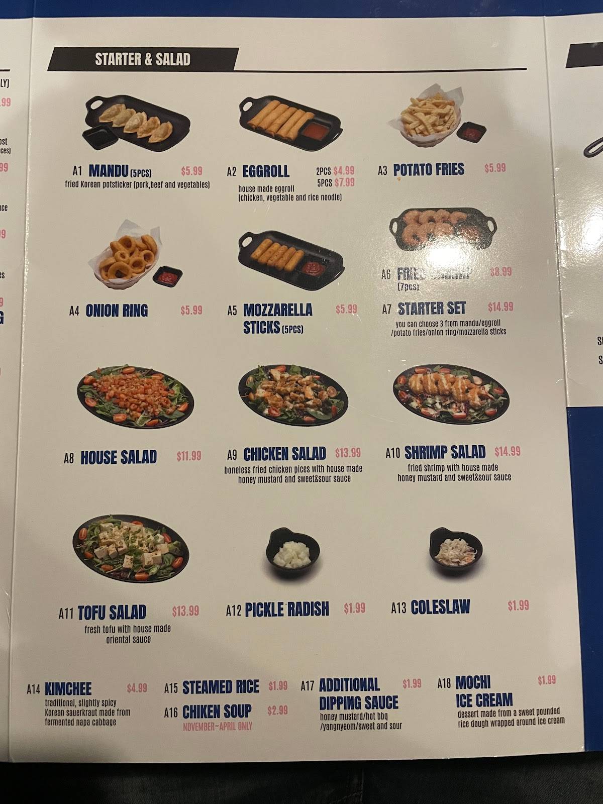 Menu at Sodam Chicken Shoreline BBQ, Shoreline