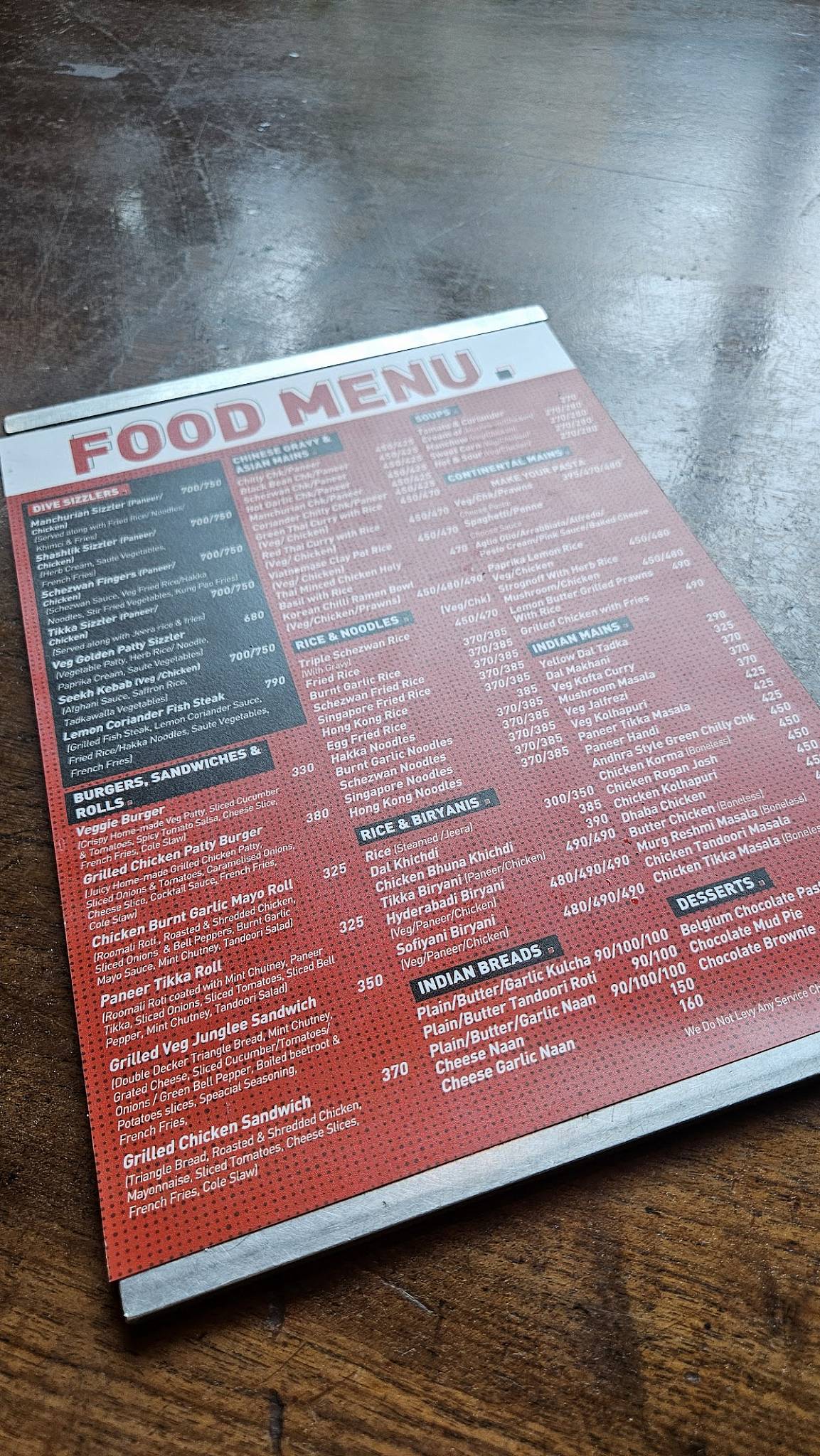 Menu at BKC DIVE., Mumbai