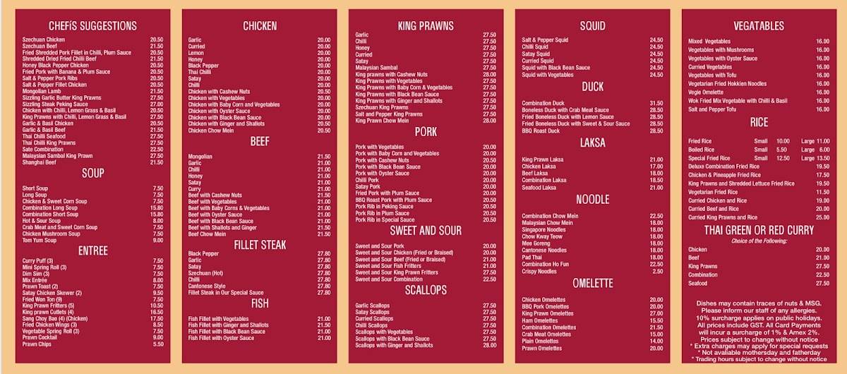 Menu at BNE Asian Restaurant, Cardiff