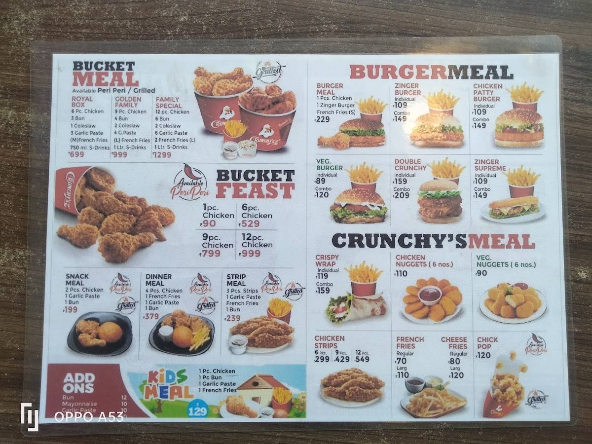 Menu at BROTHERS Crunchy's Fried Chickens, Muthalakodam