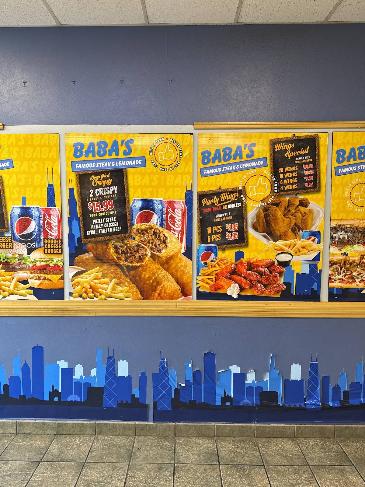 Menu at Babas famous steak & lemonade steakhouse, East Chicago