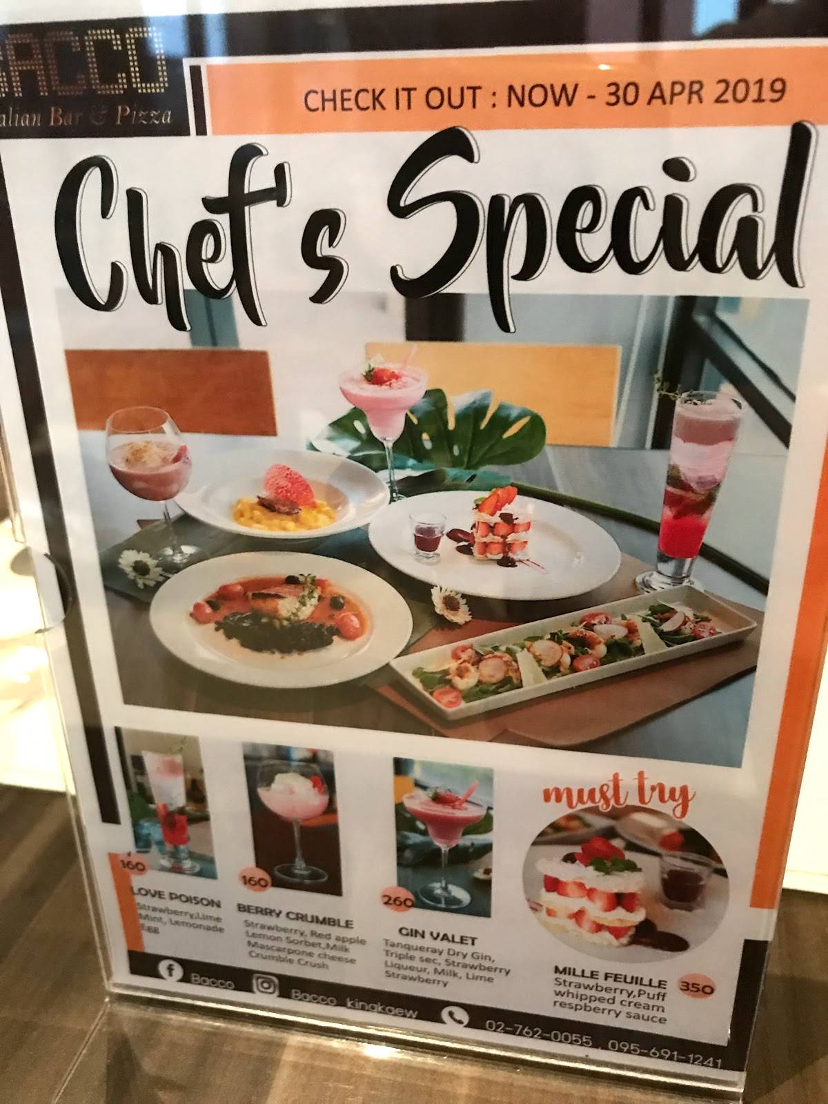 Menu at Bacco restaurant, Bang Phli Yai, 189 หมู่12 ซอยกิ่งแก้ว19 ถนน ...
