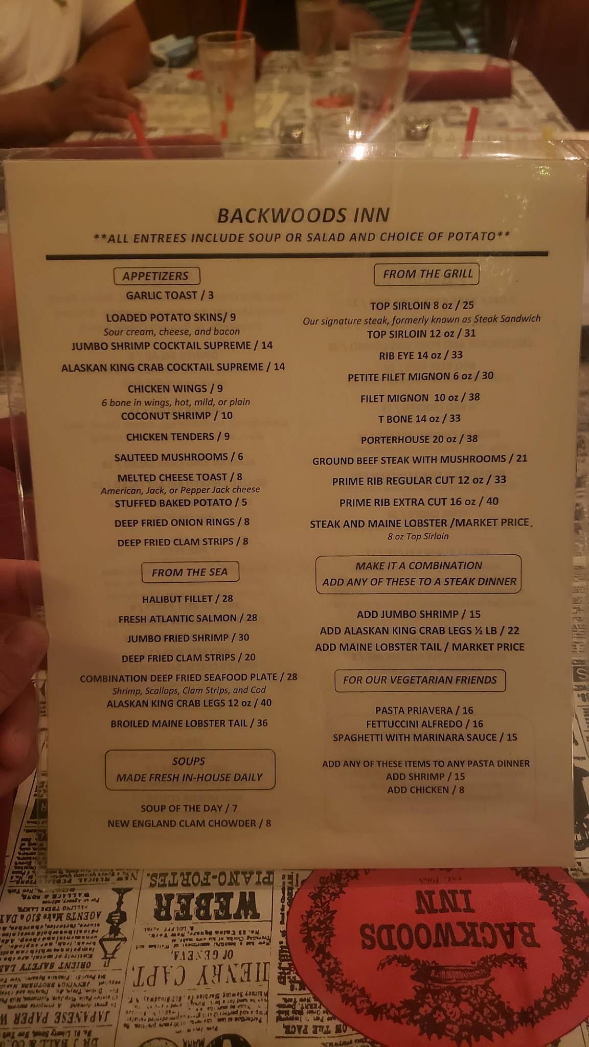 Menu at Backwoods Inn pub & bar, Santa Clarita