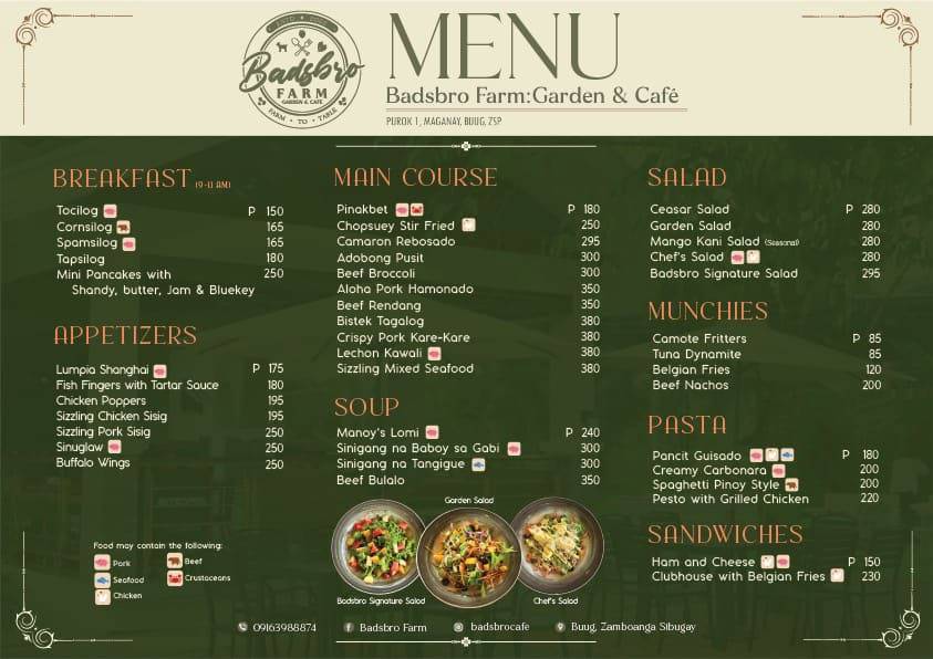 Menu at Badsbro Farm: Garden & Café cafe, Buug