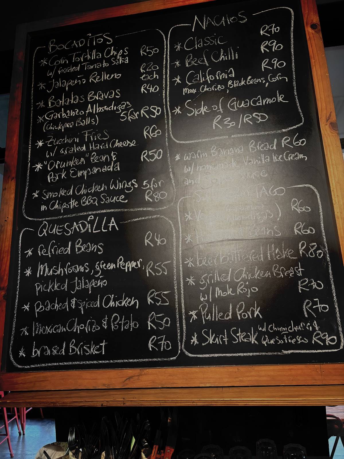 Menu at Baha Taco restaurant, Johannesburg, 113 Nellie Rd
