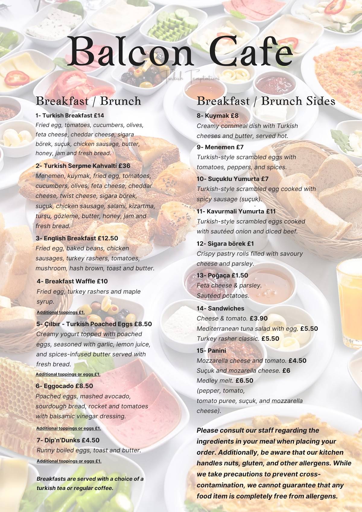 Menu at Balcon Café cafe, Hull