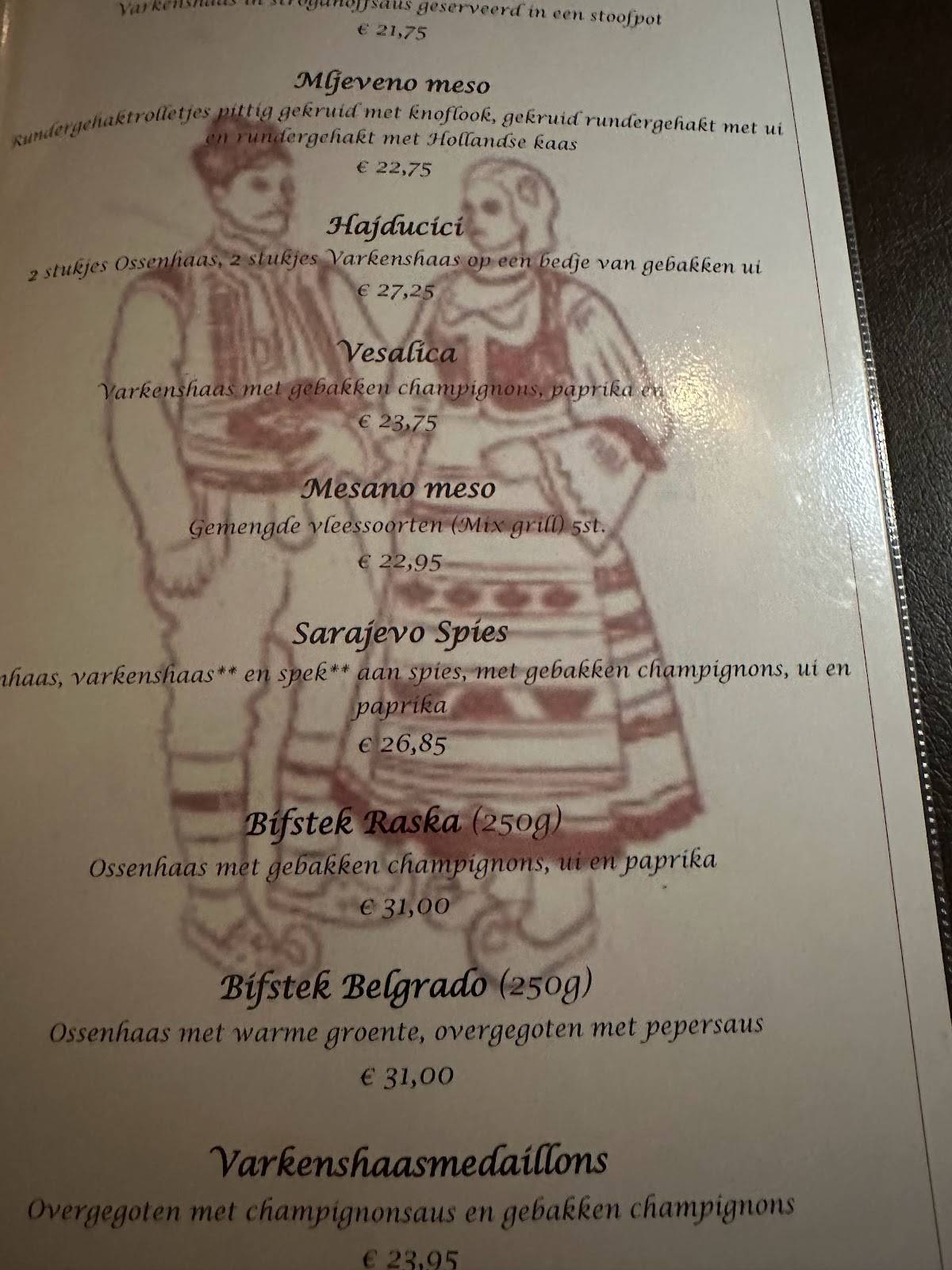 Menu at Balkan Restaurant Aleksandar, Drachten