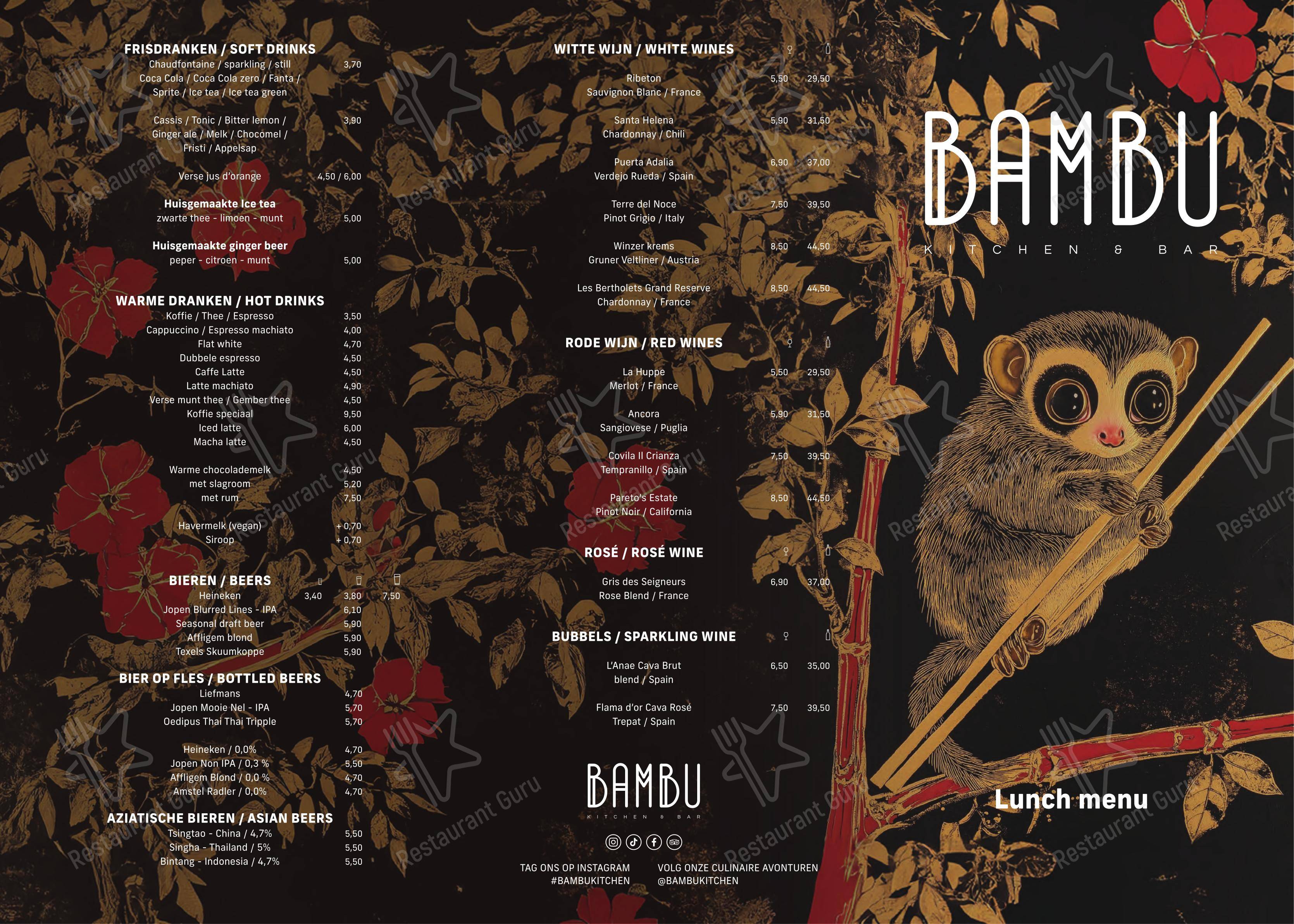 Carta de Bambu Kitchen & Bar, Roterdam