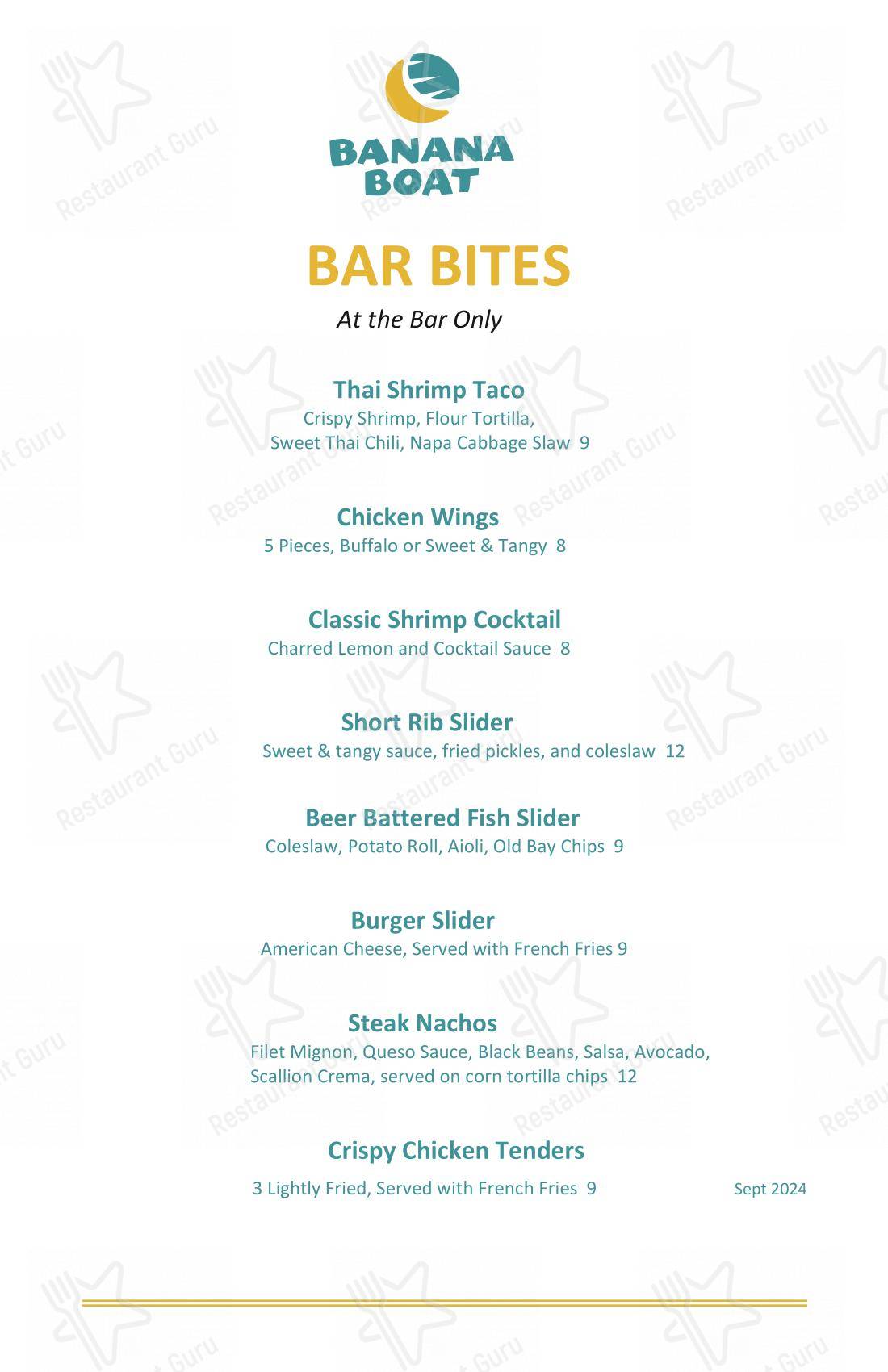 Menu at Banana Boat restaurant, Boynton Beach, 739 E Ocean Ave
