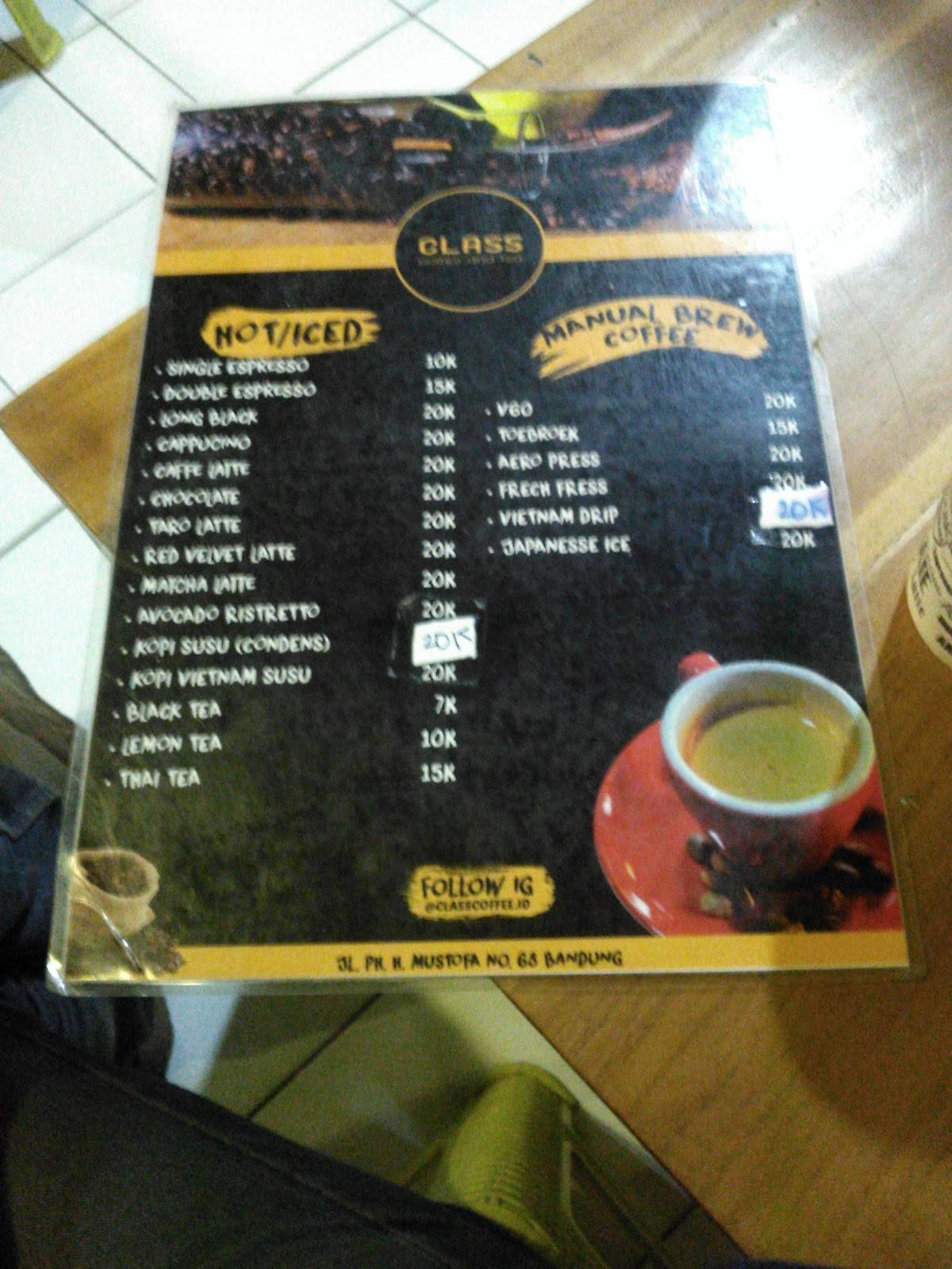 Carta del restaurante Class Coffee & Tea, Bandung