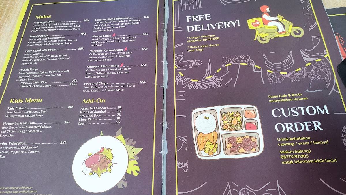 Carta de Poem Cafe and Resto Sumarecon Bandung, Bandung