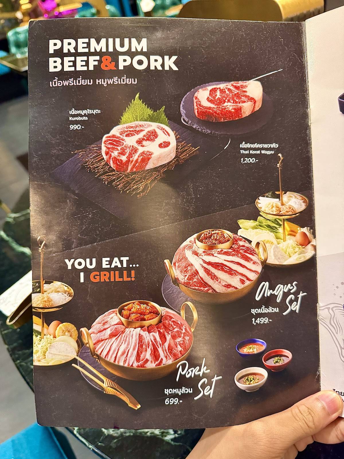 Menu at Thai Mookata Premium Thai BBQ, Bangkok