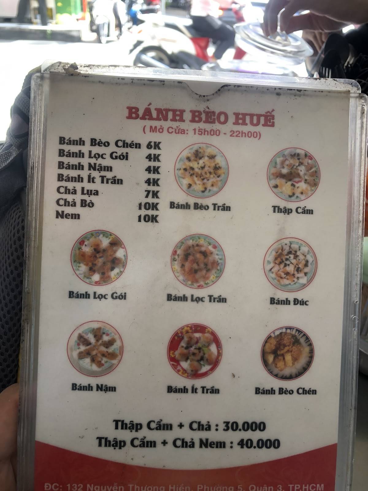 Carta del restaurante Banh Beo Hue, Ciudad Ho Chi Minh (Saigón), 132 Đ ...