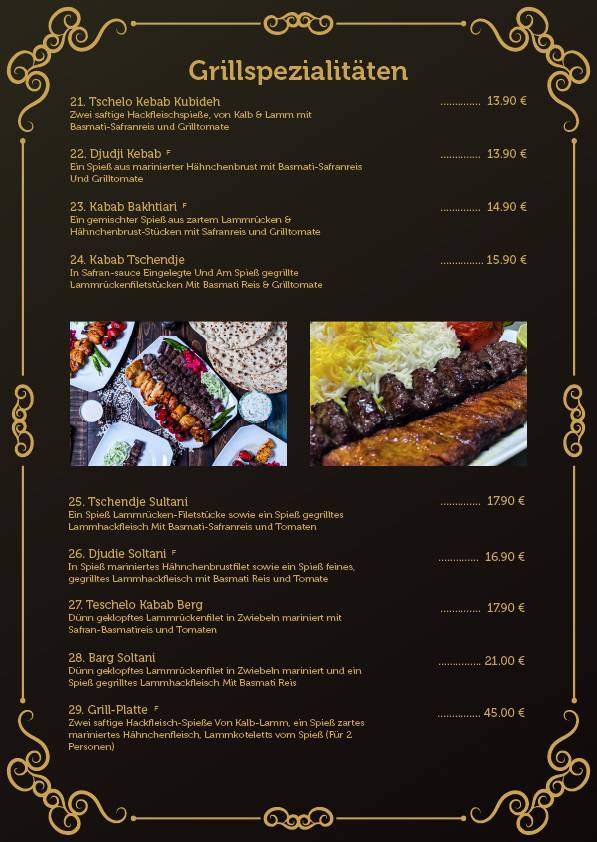 Speisekarte von Banu Persisches Restaurant, Hanau
