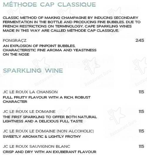 Menu at Baobab Cafe & Grill, Pretoria, Menlyn Shopping Centre