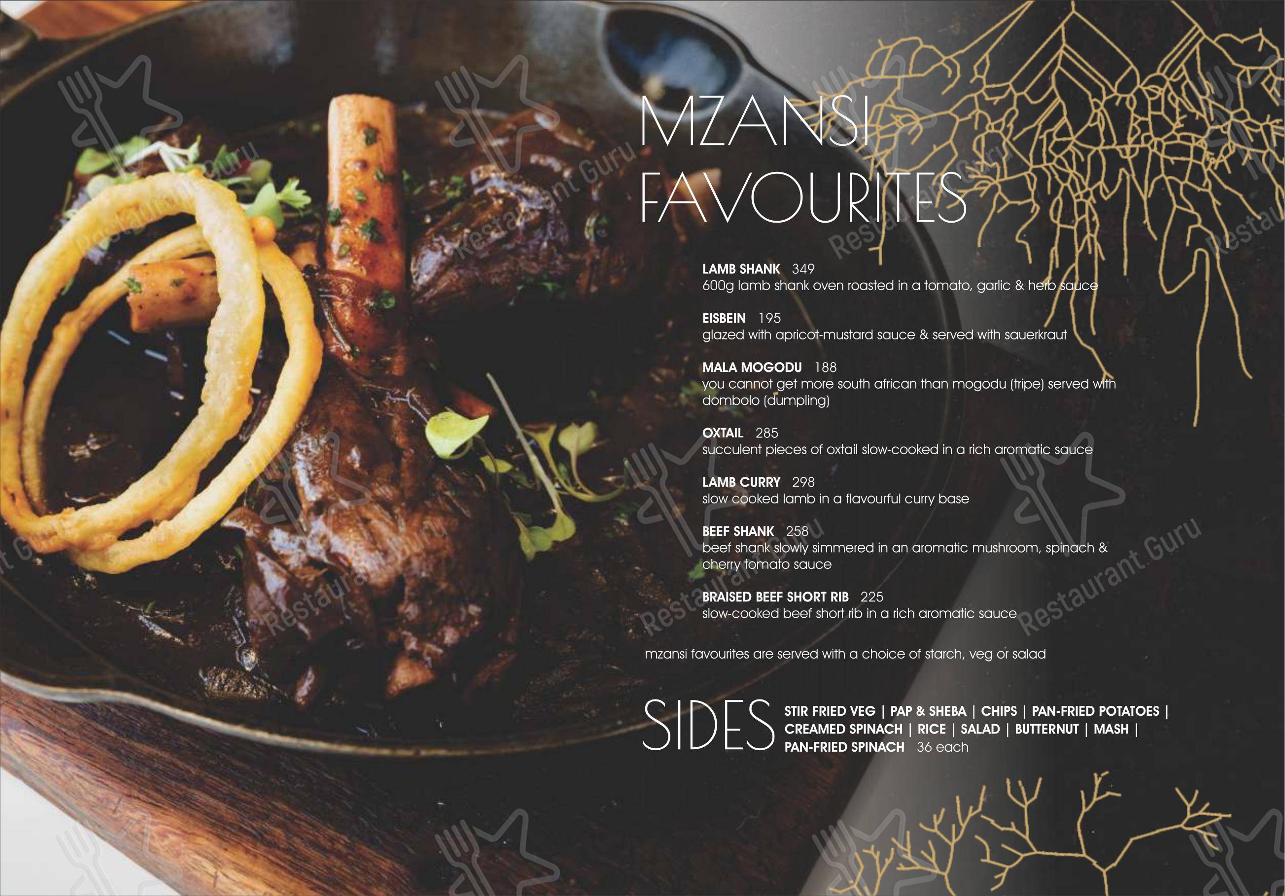 Menu at Baobab Cafe & Grill, Pretoria, Menlyn Shopping Centre