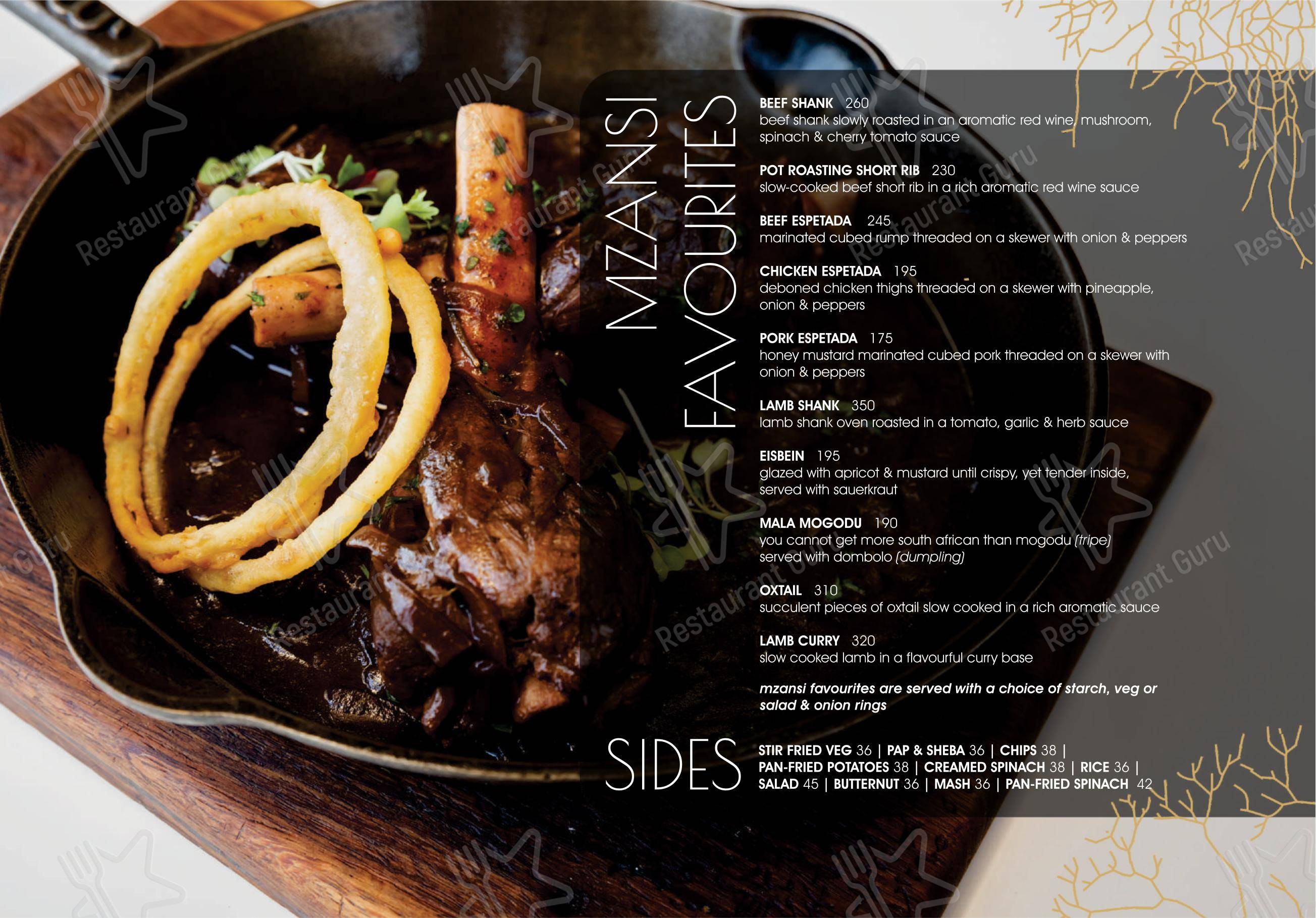 Menu at Baobab Cafe & Grill, Pretoria, Menlyn Shopping Centre