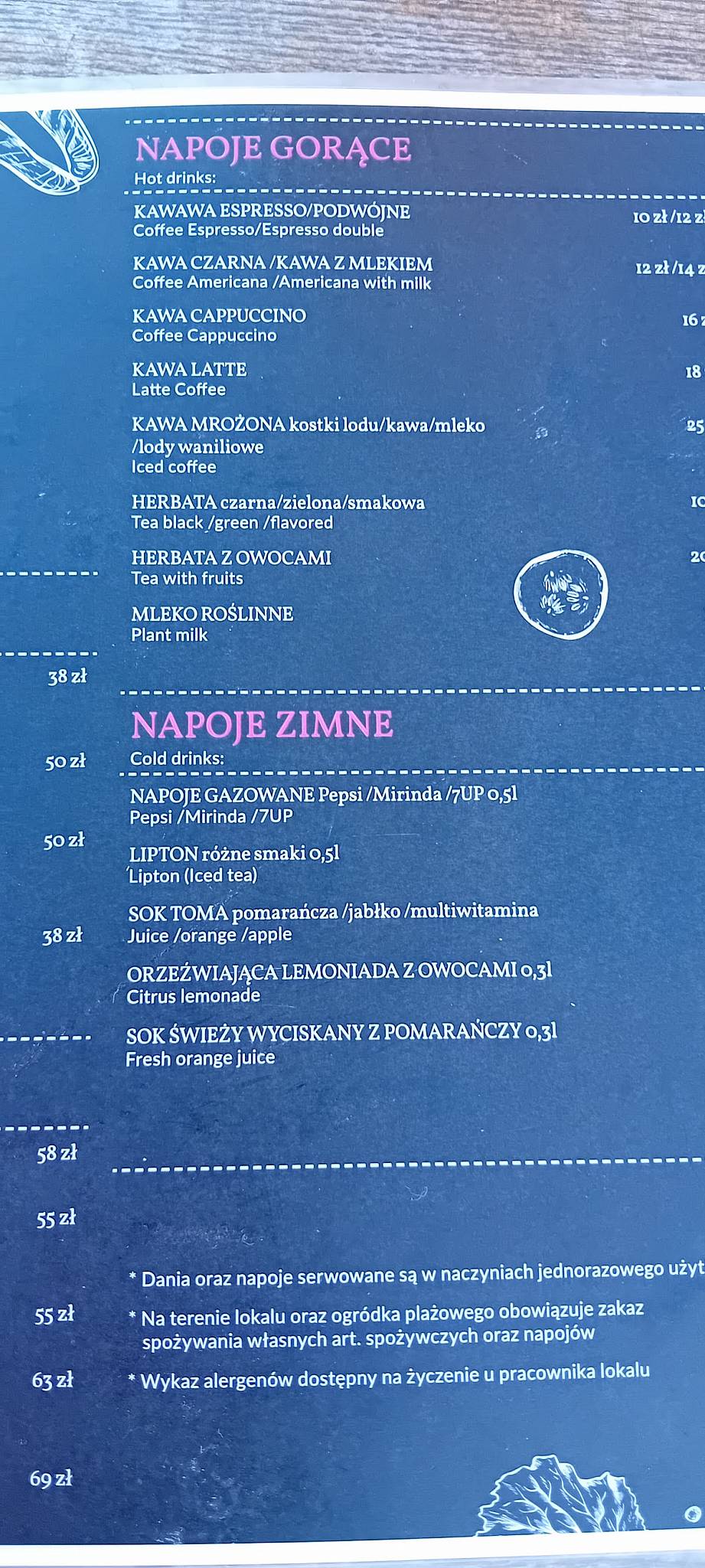 Menu at Bar 41, Gdańsk
